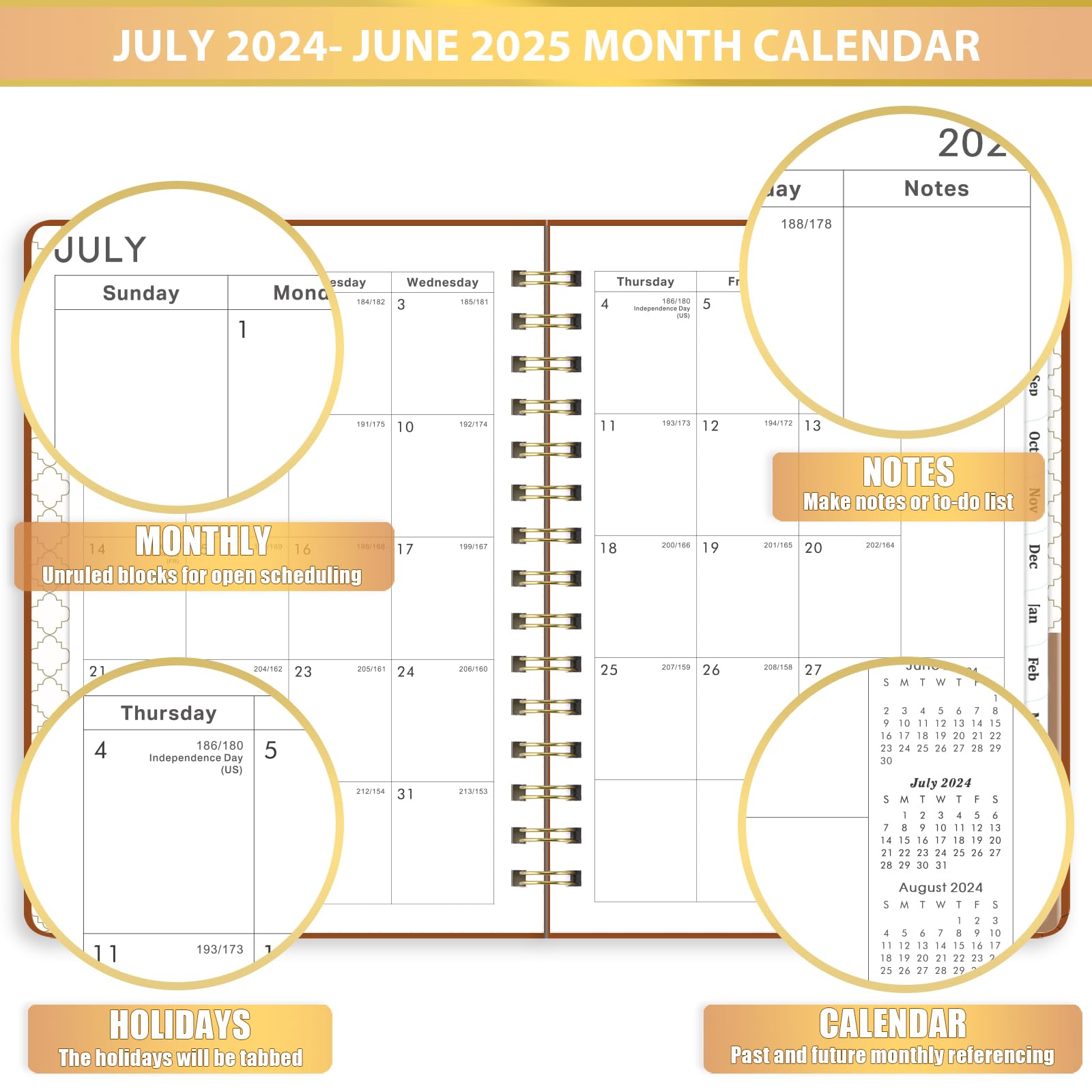 2023 Planner - Weekly & Monthly Planner 2023 from January - December 2023, 6.3" x 8.4", Monthly Tabs, Smooth Faux Leather & Flexible Hardcover with Twin-wire Binding, Brown, Perfect Life Assistant