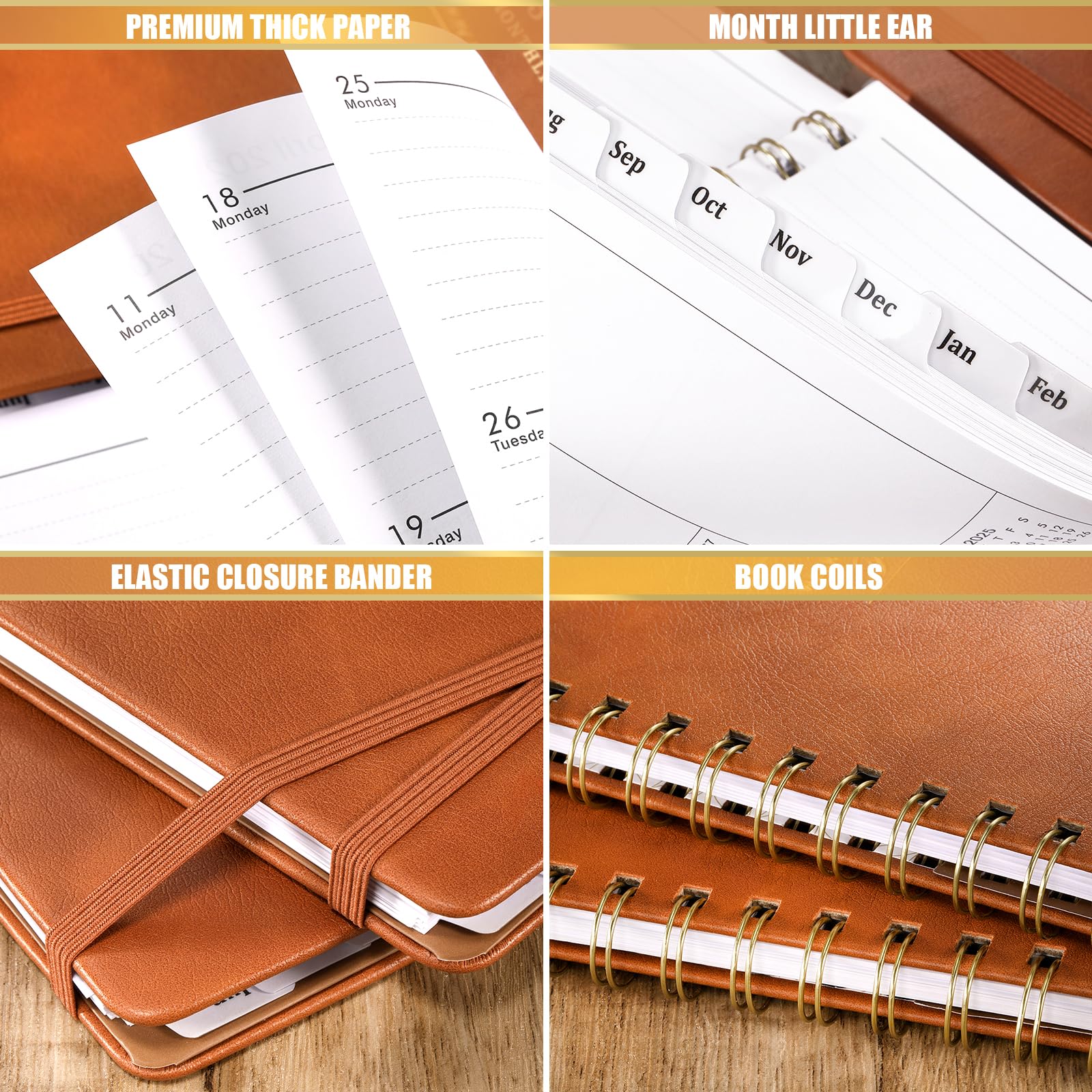 2023 Planner - Weekly & Monthly Planner 2023 from January - December 2023, 6.3" x 8.4", Monthly Tabs, Smooth Faux Leather & Flexible Hardcover with Twin-wire Binding, Brown, Perfect Life Assistant
