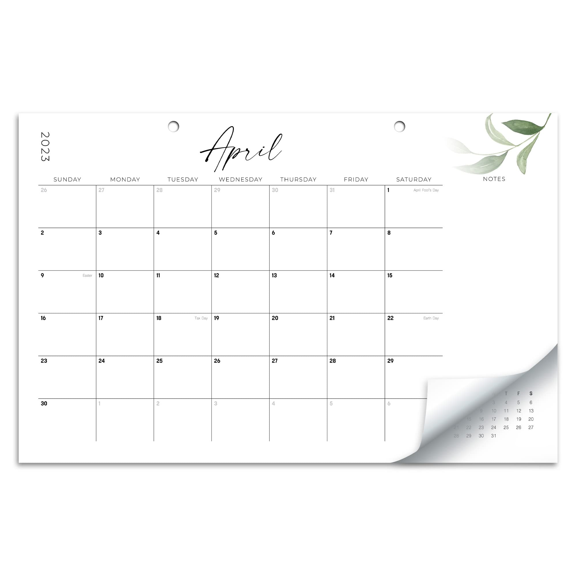 Aesthetic 2023 Greenery Desk Calendar - Runs until December 2023 - 17"x11" Desktop/Wall Calendar for Easy Organizing in 2022/2023
