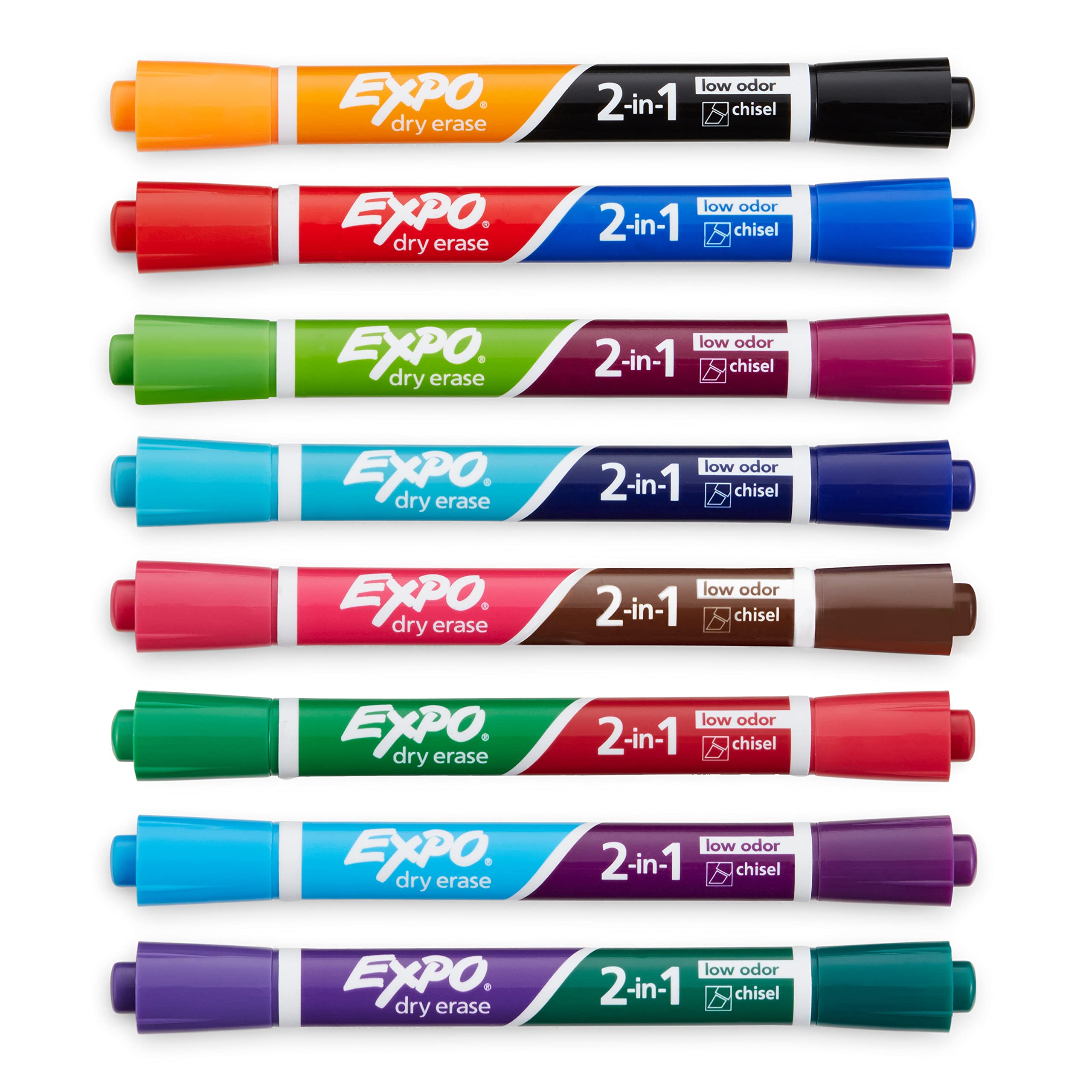 EXPO Dry Erase 2-in-1 Markers, Chisel Tip, Assorted, 8 Count