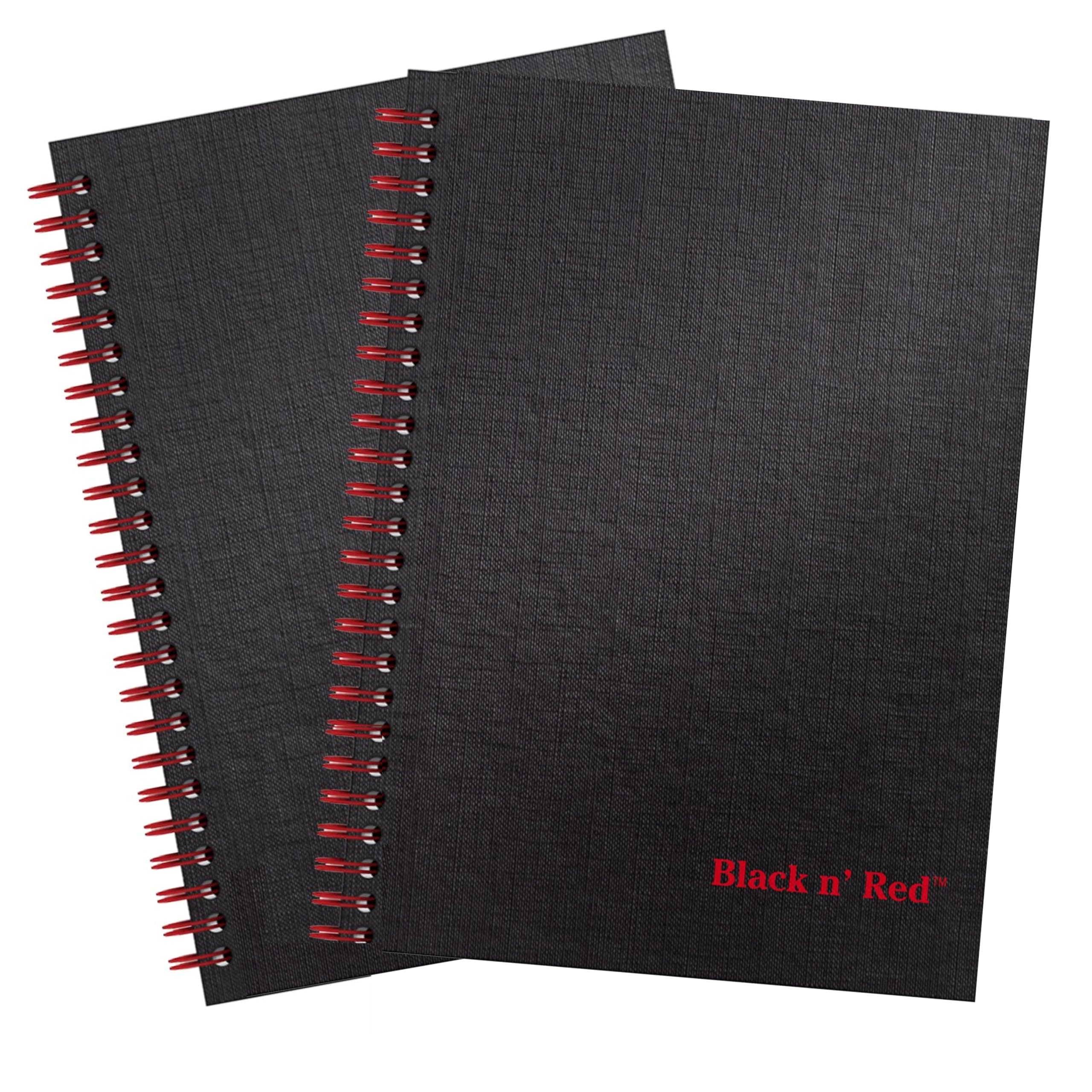 Black n' Red Business Notebooks, 2 Pack, Hardcover, Twin Wire, 70 Sheets, 8-1/4" x 5-1/4", Black (400163208)