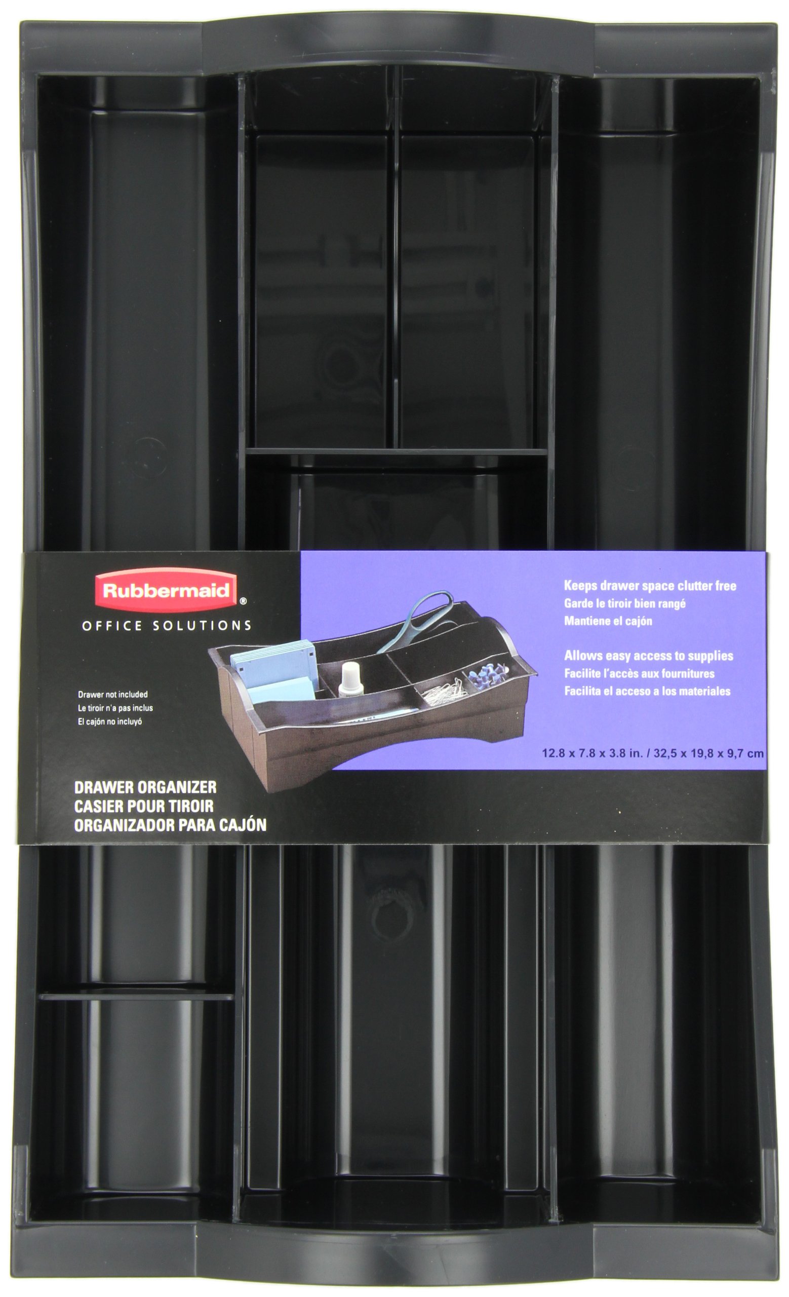 Rubbermaid Hanging Desk Drawer Organizer, Plastic, Black (11916ROS)