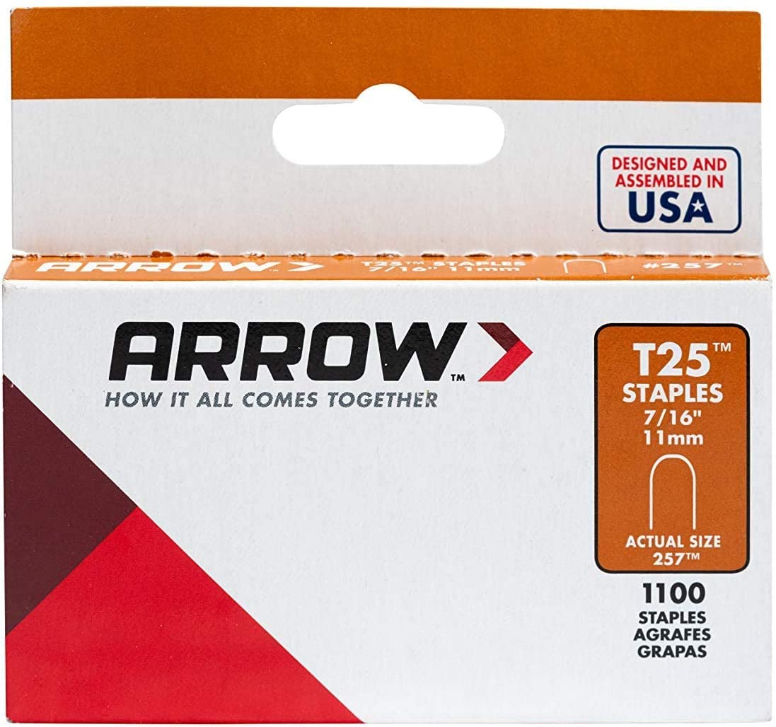Arrow Heavy Duty T25 Round Crown Staples for Cable and Low Voltage Wiring, 1100 Pack, 7/16 Inch
