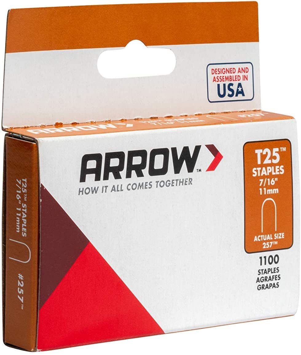 Arrow Heavy Duty T25 Round Crown Staples for Cable and Low Voltage Wiring, 1100 Pack, 7/16 Inch