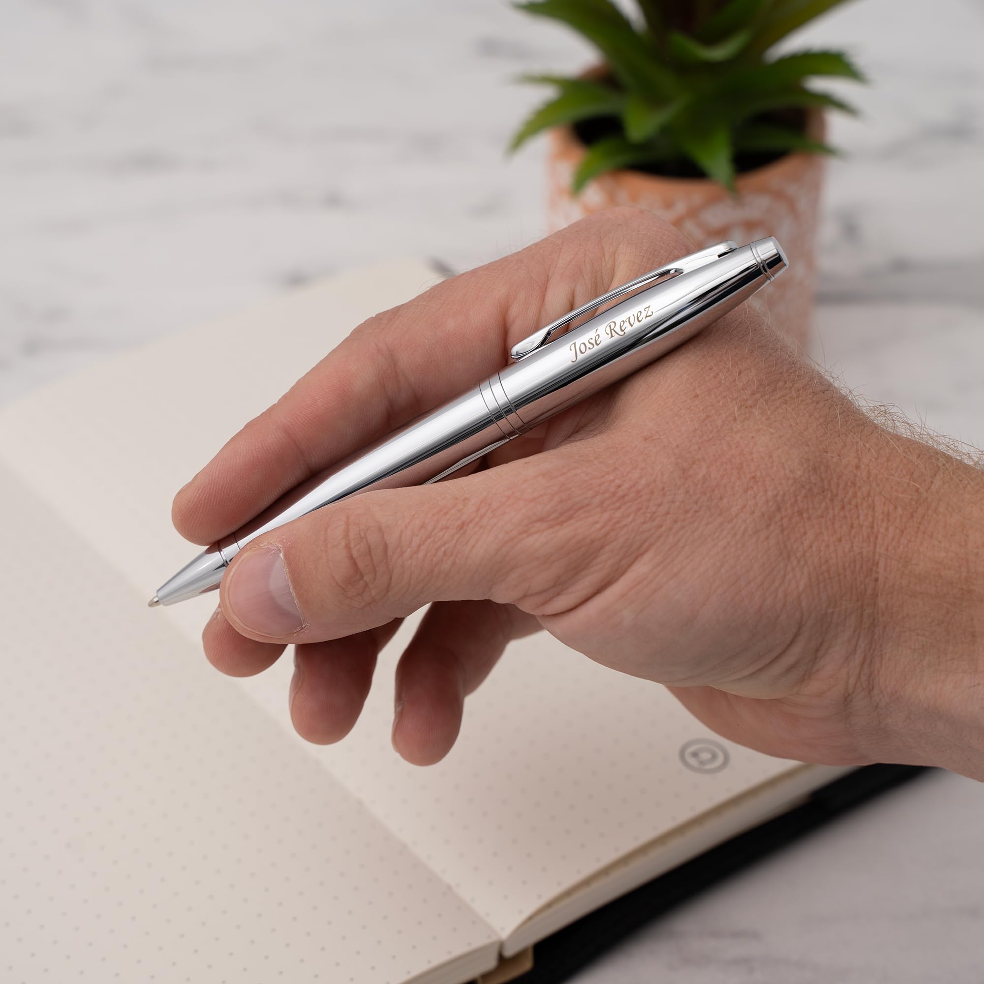 Dayspring Pens Personalized Cross Pen | Cross Calais Ballpoint Pen, Lustrous Chrome. Custom Engraved With Your Name Or Message. Gift For A Man Or Woman. AT0112-1. Customized