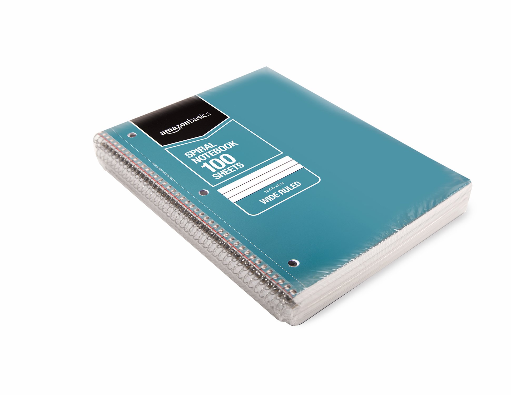 Amazon Basics Wide Ruled Wirebound Spiral Notebook, 100 Sheet - 5-Pack, Assorted Solid Colors