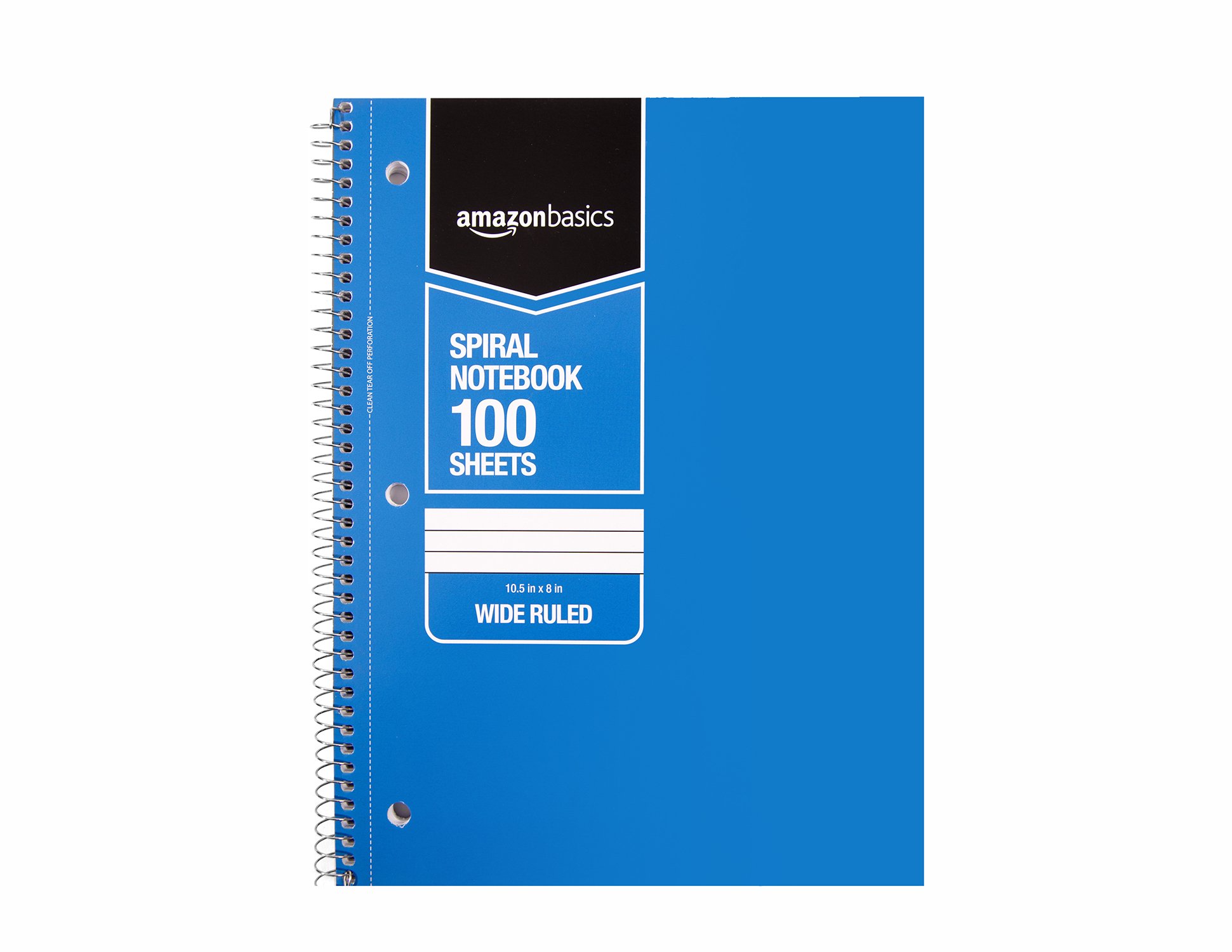 Amazon Basics Wide Ruled Wirebound Spiral Notebook, 100 Sheet - 5-Pack, Assorted Solid Colors