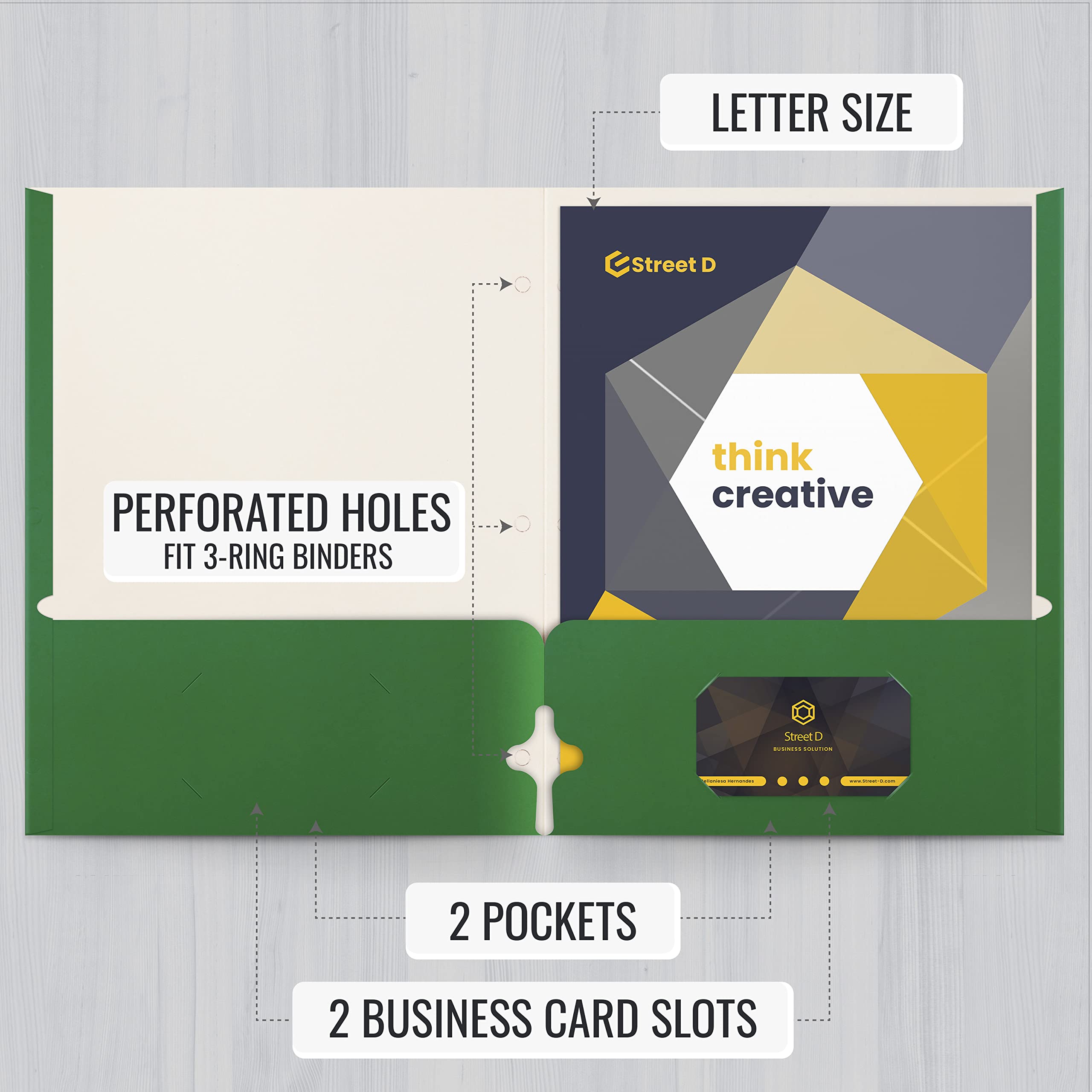 Two Pocket Portfolio Folders, 50-Pack, Green, Letter Size Paper Folders, by Better Office Products, 50 Pieces, Green