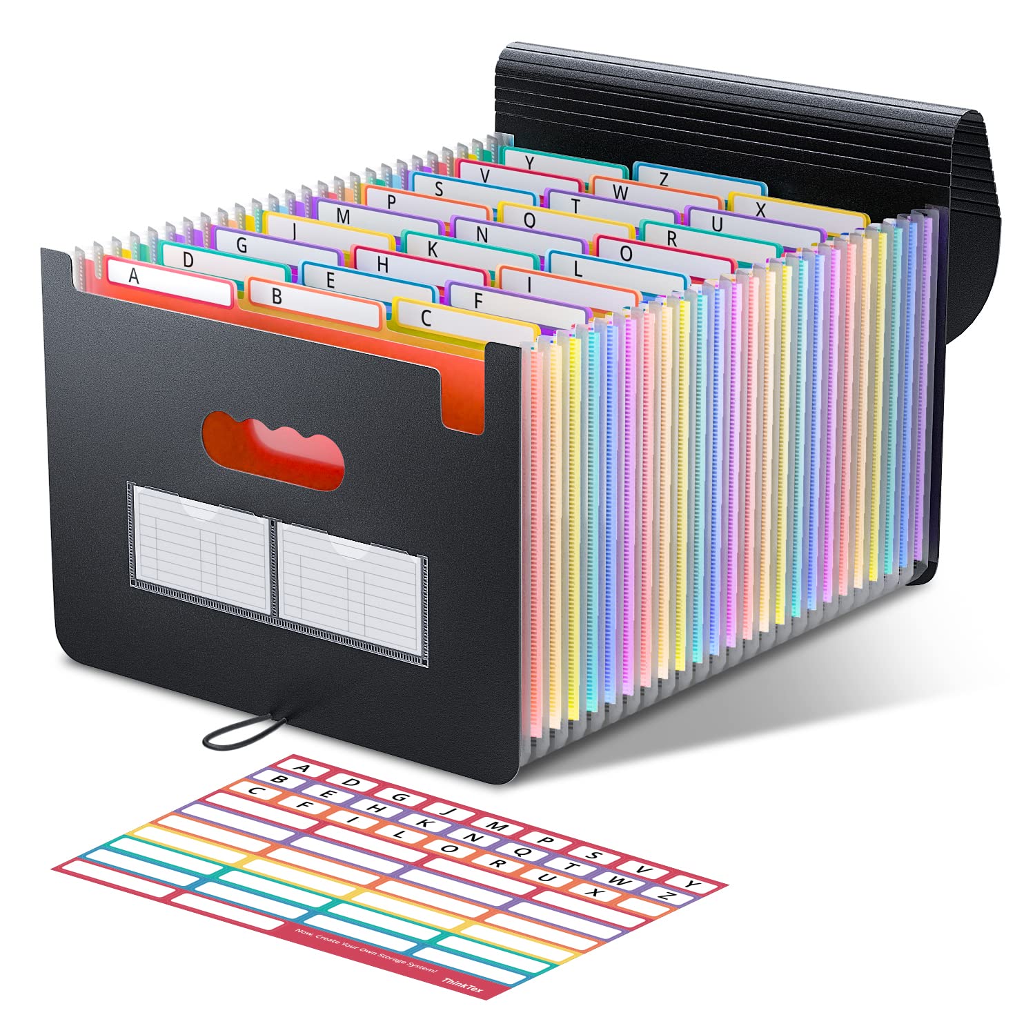 ThinkTex 26 Pockets Expanding File Folder, A-Z Colorful Tabs, Monthly Bill Receipt Documents Organizer, Larger Capacity, Letter/A4 Size
