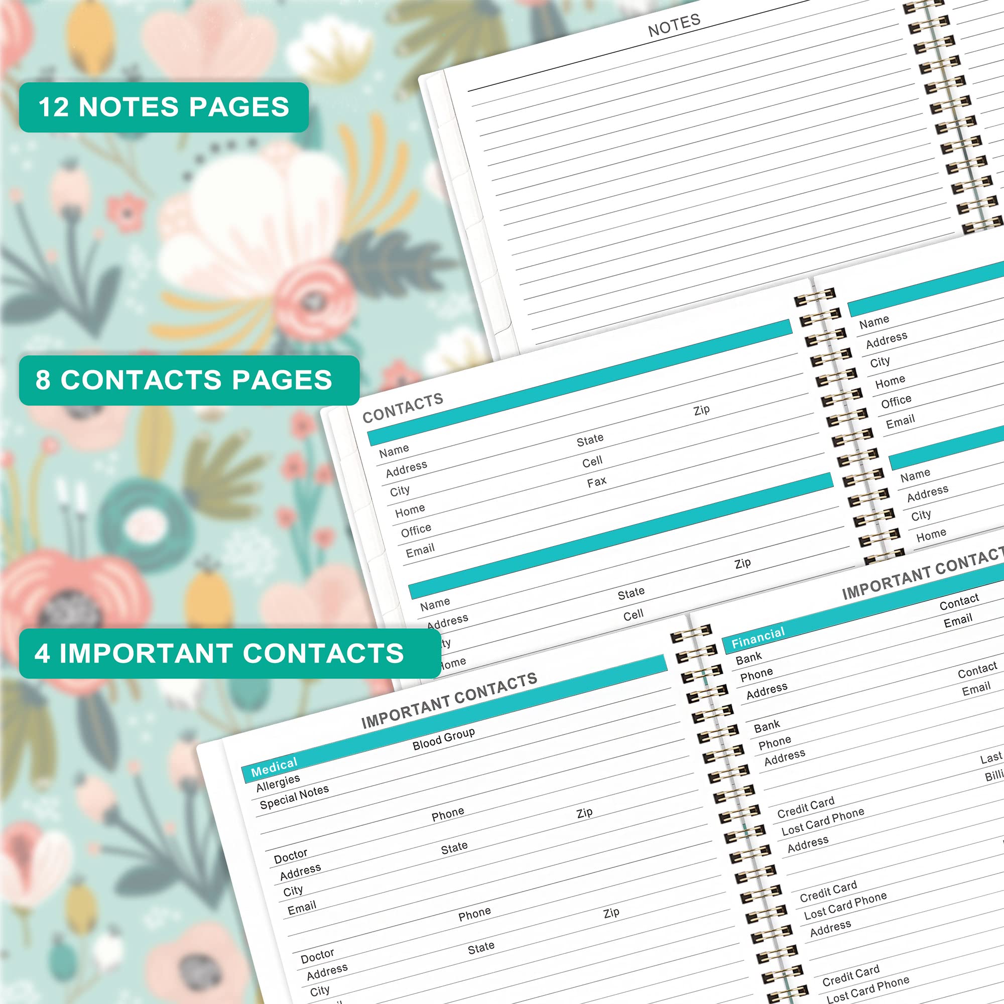 2023-2024 Monthly Planner/Calendar - Monthly Planner 2023-2024 from JUL. 2023 - DEC. 2024, 9" x 11", 2023-2024 Planner with Tabs & Pocket, Contacts and Passwords, Twin-Wire Binding, Perfect Organizer