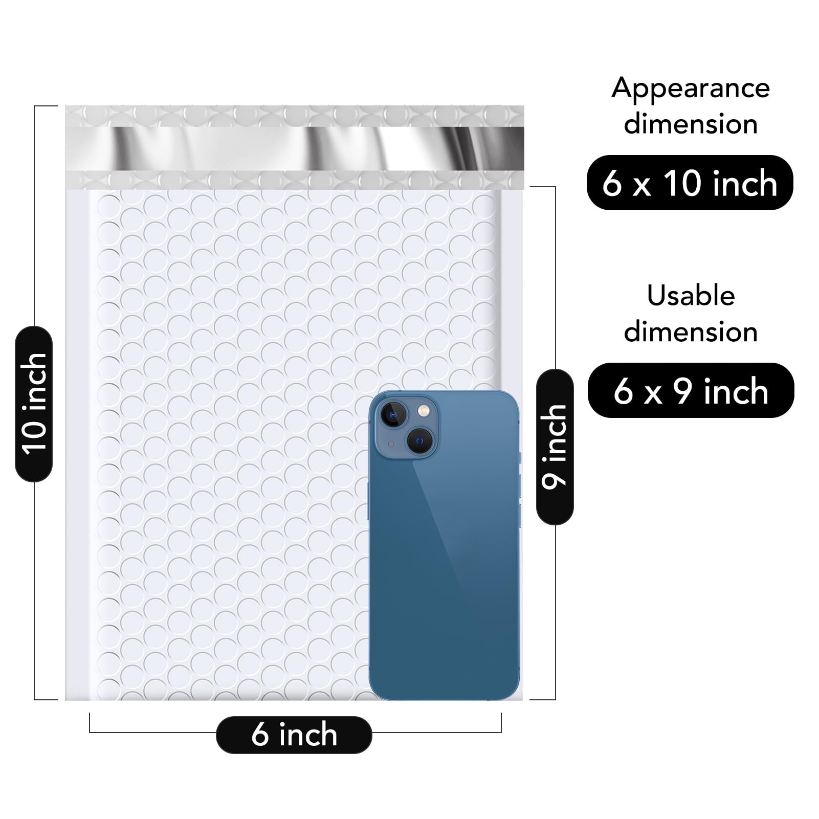 Fuxury Bubble Mailer, 6x10 Inch Bubble Mailers 50 Pack, Self-Seal Adhesive Padded Envelopes, Water Resistant Mailers, Shipping Envelopes for Packaging, Small Business, Mailing,Bulk White#0