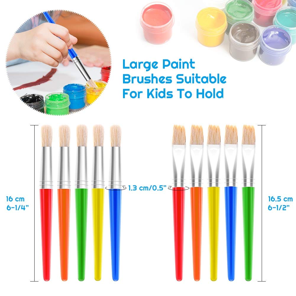 Paint Brushes, Anezus 30 Kids Paint Brushes Bulk Children Paint Brushes Set with Jumbo Round Watercolor Paint Brush and Large Flat Craft Paint Brushes