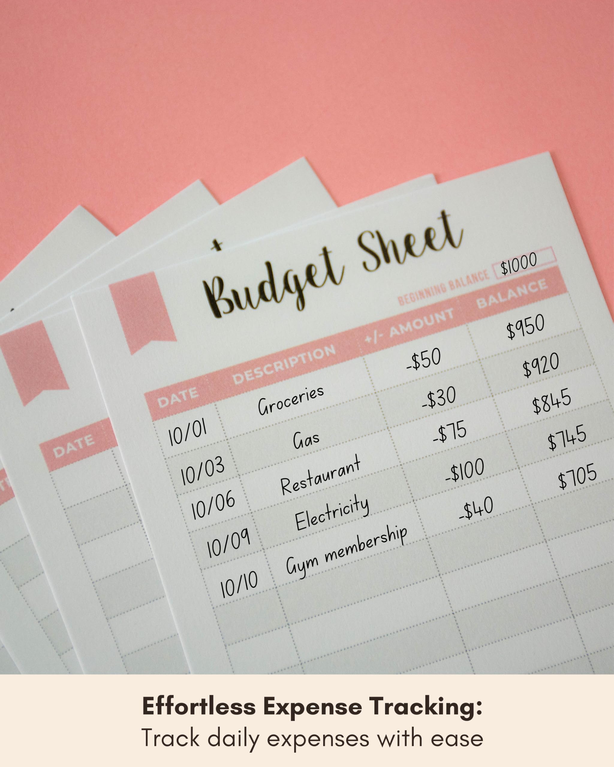 Set of 60 Spending Tracker A6 Budget Sheets I Money Tracker for Budget Planner Binder - Use with Budget Tracker, Budget Folder, Budget Envelopes - Size 3.2 x 6.6 Inches - A6 Budget Binder Inserts