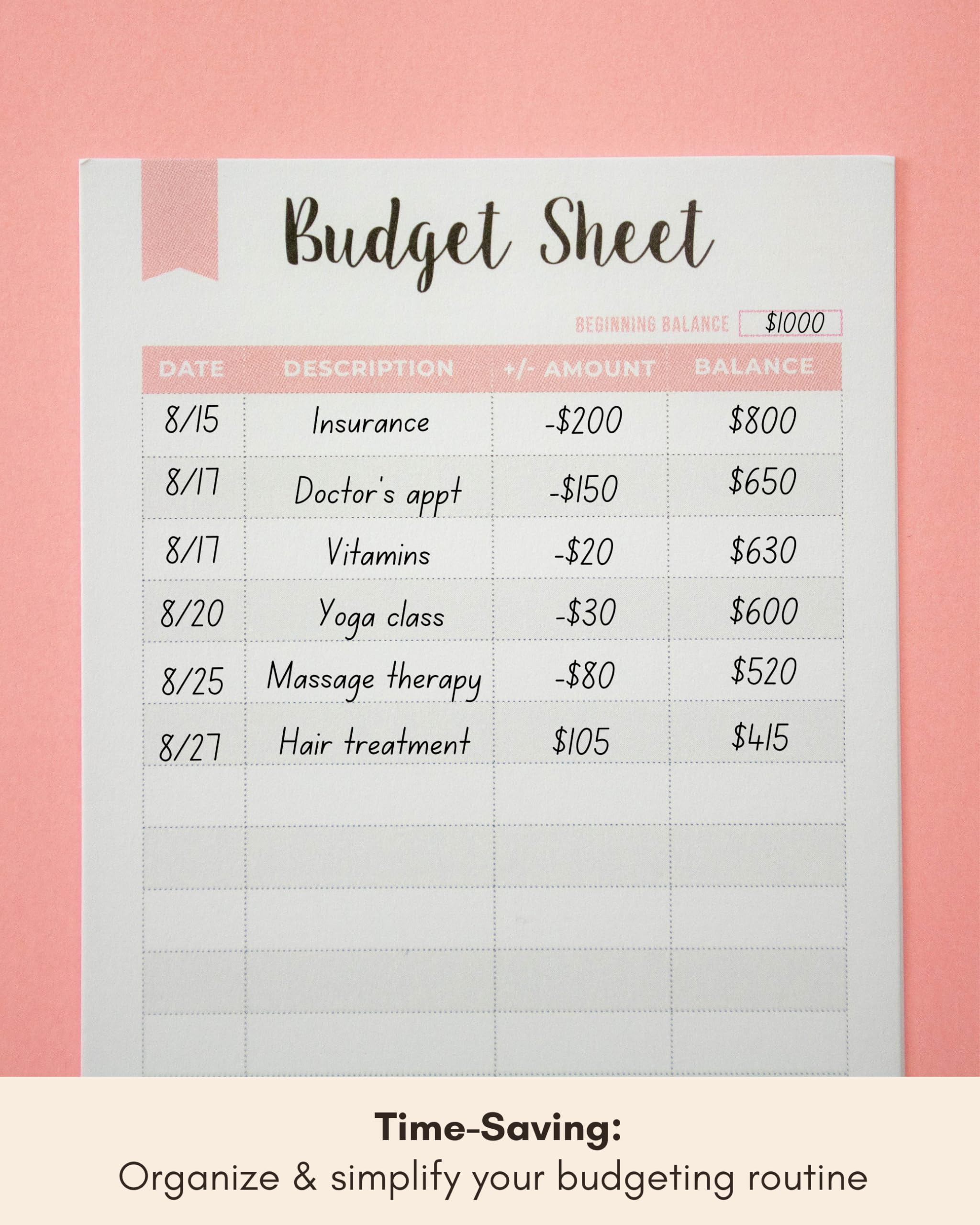 Set of 60 Spending Tracker A6 Budget Sheets I Money Tracker for Budget Planner Binder - Use with Budget Tracker, Budget Folder, Budget Envelopes - Size 3.2 x 6.6 Inches - A6 Budget Binder Inserts