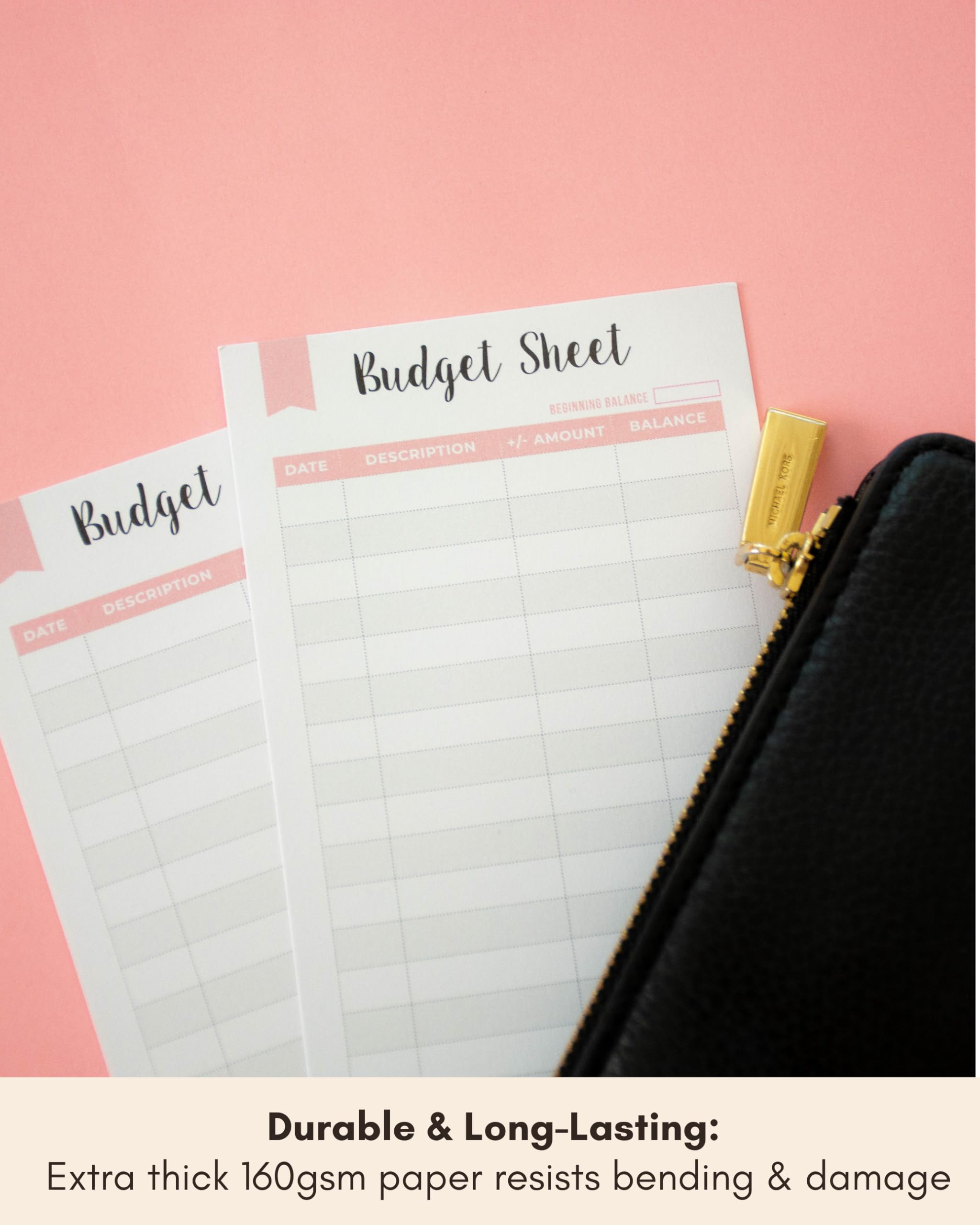 Set of 60 Spending Tracker A6 Budget Sheets I Money Tracker for Budget Planner Binder - Use with Budget Tracker, Budget Folder, Budget Envelopes - Size 3.2 x 6.6 Inches - A6 Budget Binder Inserts