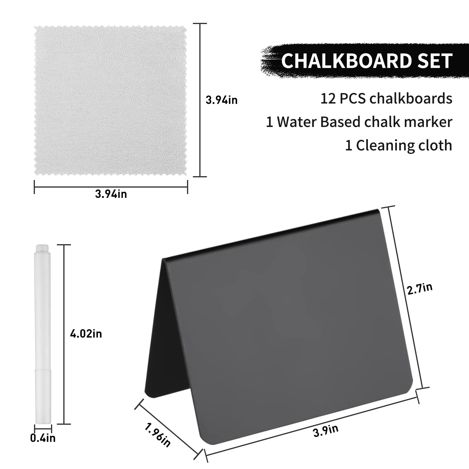 12 Pack 4"x3"Mini Chalkboard Signs for Chalk Sign for Food - Party - Buffet - Table Sign Chalkboard - Wedding - Bakery - Small Chalkboard Sign - Mini Chalkboard Signs for Food