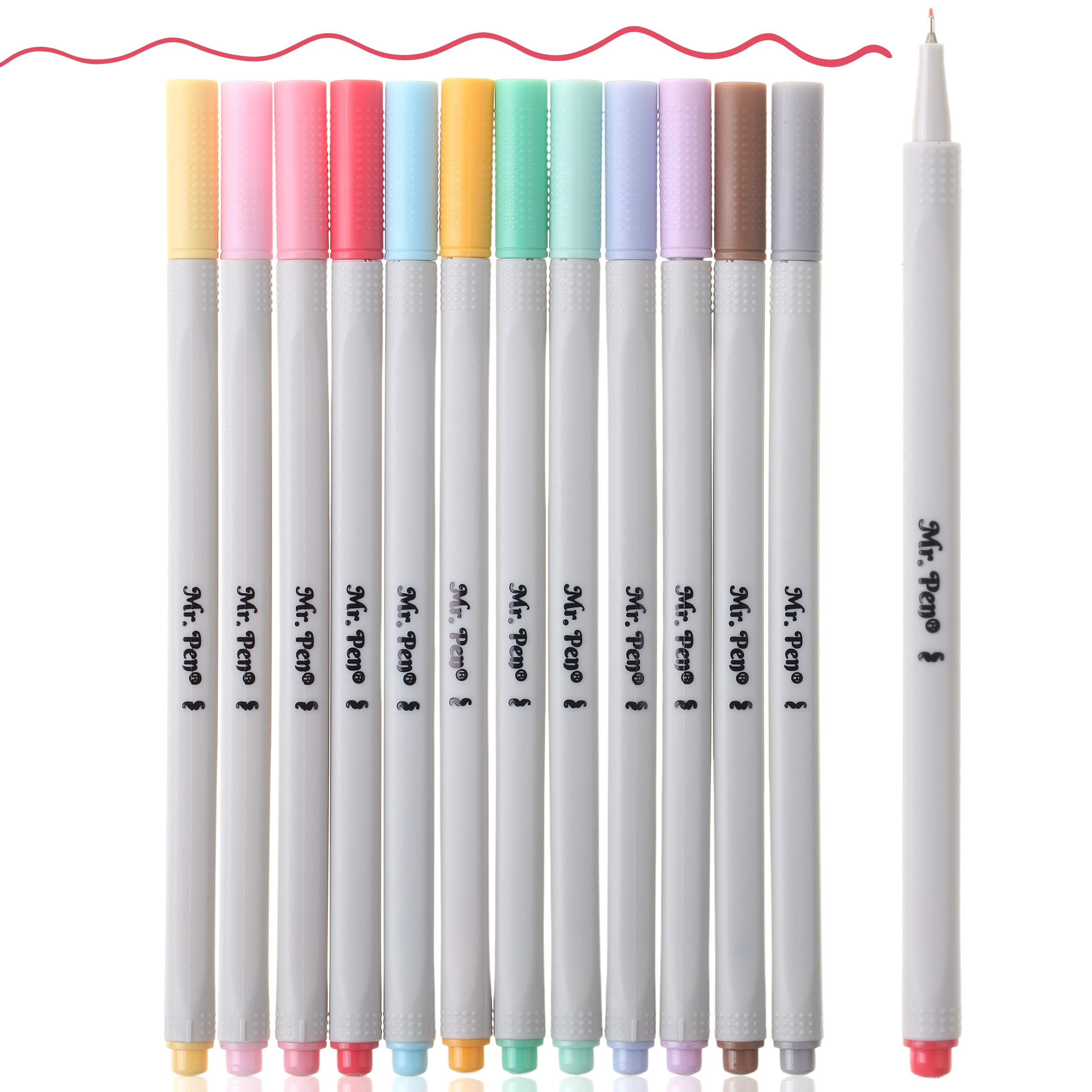 Mr. Pen- Fineliner Pastel Pens, 12 Pack, Pastel Colors, Bible Pens, No Bleed Fine Point Pen, No Smudge Fine Tip Markers, Journal Pens, Fine Tip Pens, Drawing Pen, Note Taking Pen