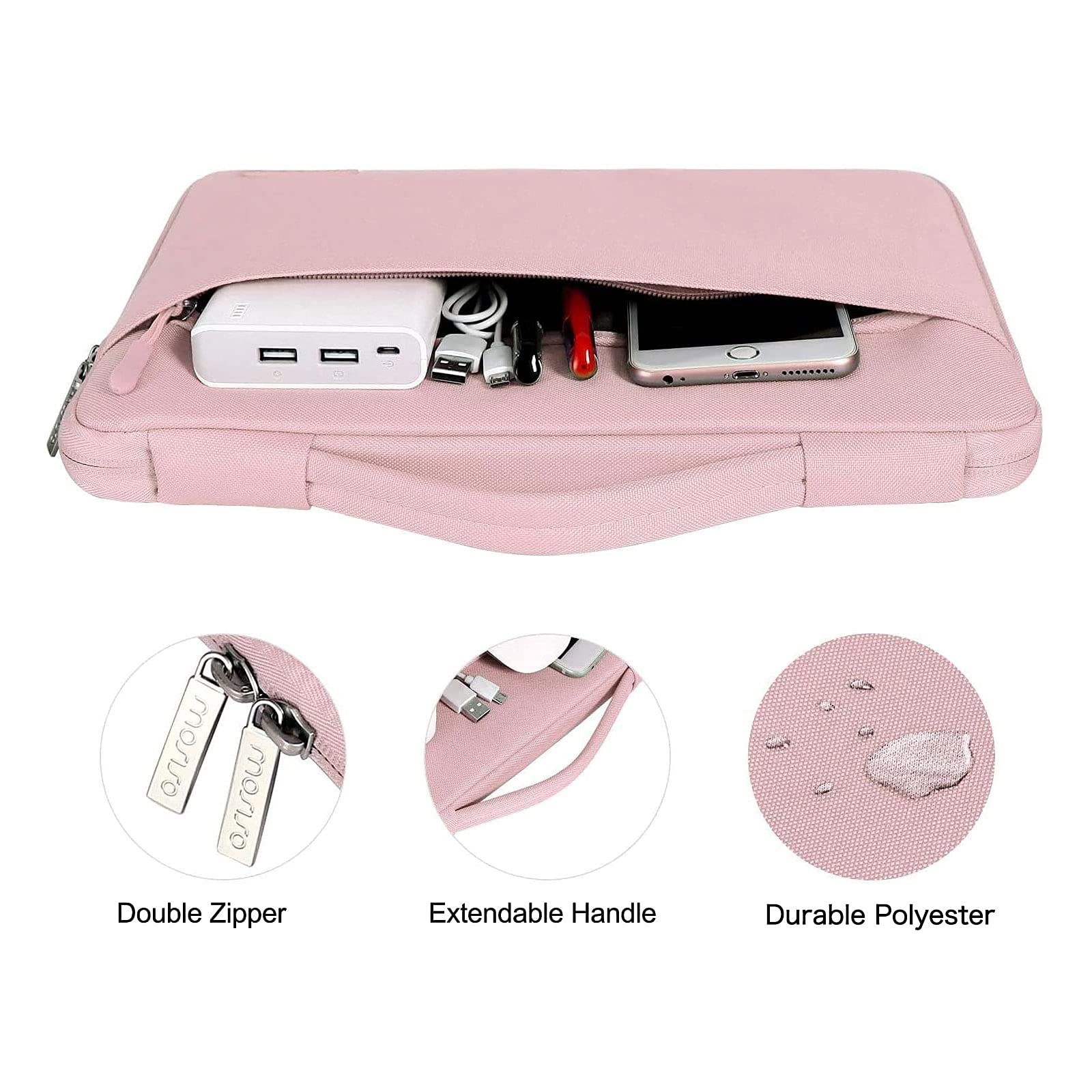 MOSISO Compatible with MacBook Pro 13 inch Case M2 2023, 2022, 2021-2016 A2338 M1 A2251 A2289 A2159 A1989 A1708 A1706, Plastic Hard Case&Bag&Keyboard Skin&Webcam Cover&Screen Protector, Rose Quartz