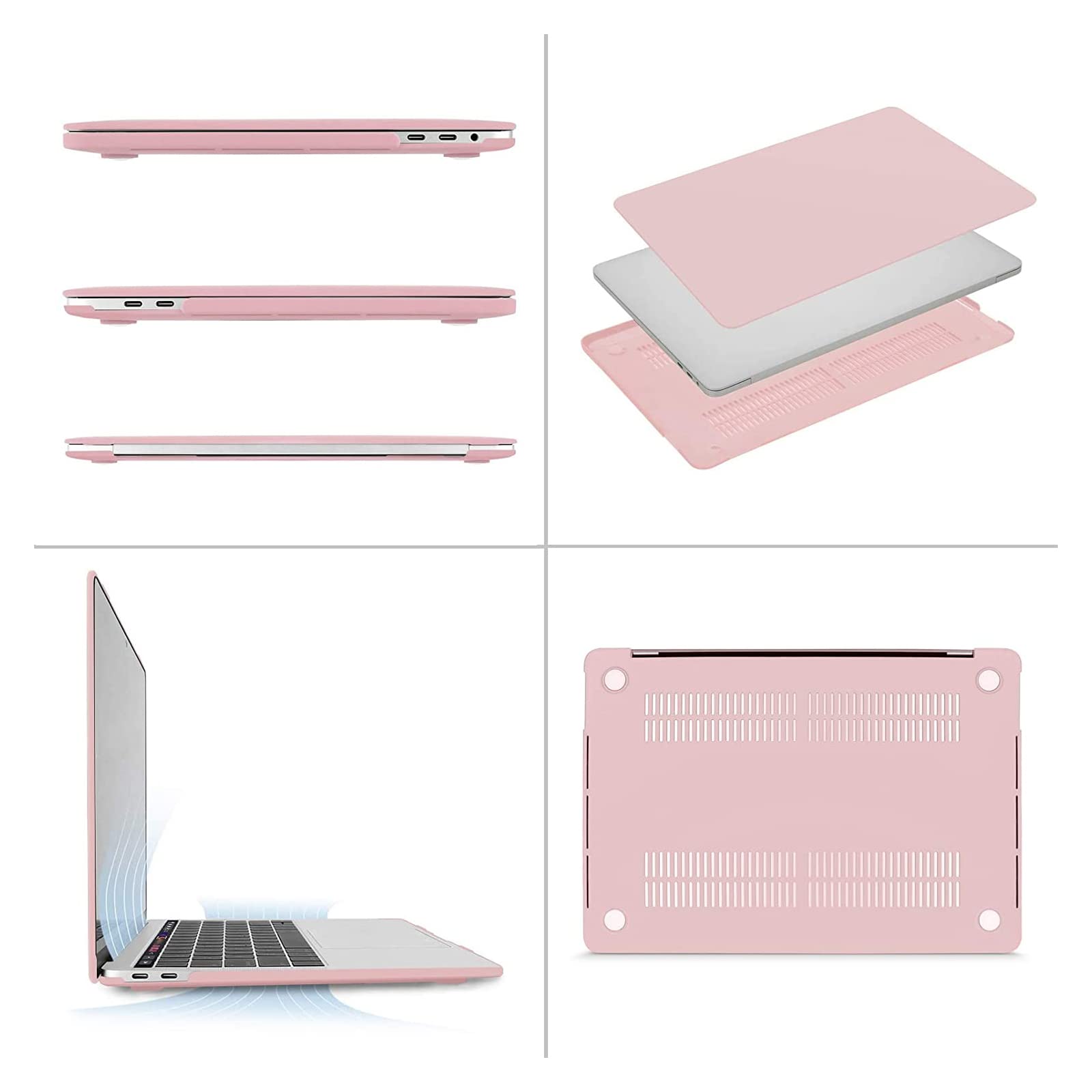 MOSISO Compatible with MacBook Pro 13 inch Case M2 2023, 2022, 2021-2016 A2338 M1 A2251 A2289 A2159 A1989 A1708 A1706, Plastic Hard Case&Bag&Keyboard Skin&Webcam Cover&Screen Protector, Rose Quartz