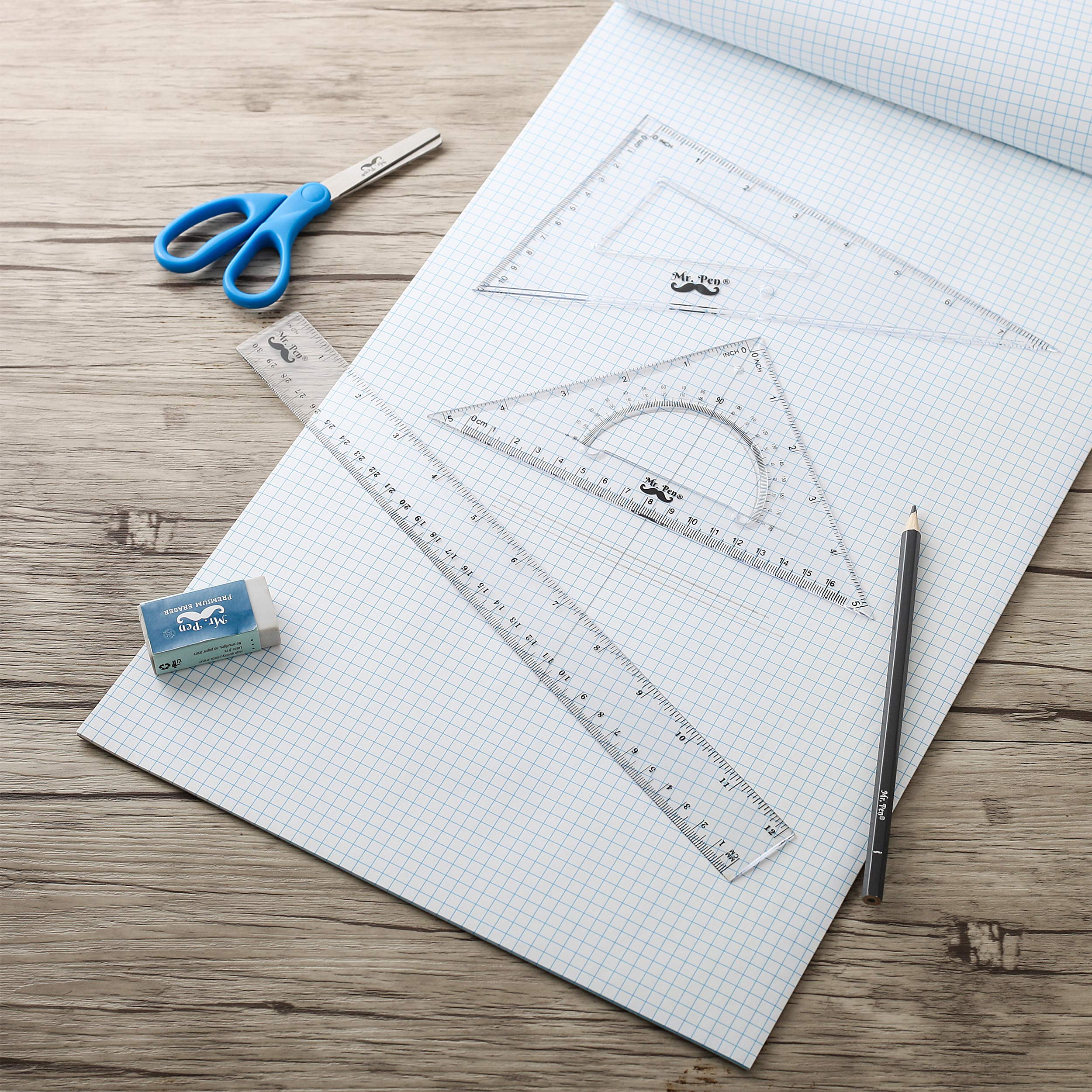 Mr. Pen- Triangle Ruler, Square and Ruler Set, Ruler Set, 3 Pack, Set Square, Geometry Set, Square Ruler, Protractor for Geometry, School Geometry Set, Math Protractor, Geometry Rulers, Math Ruler