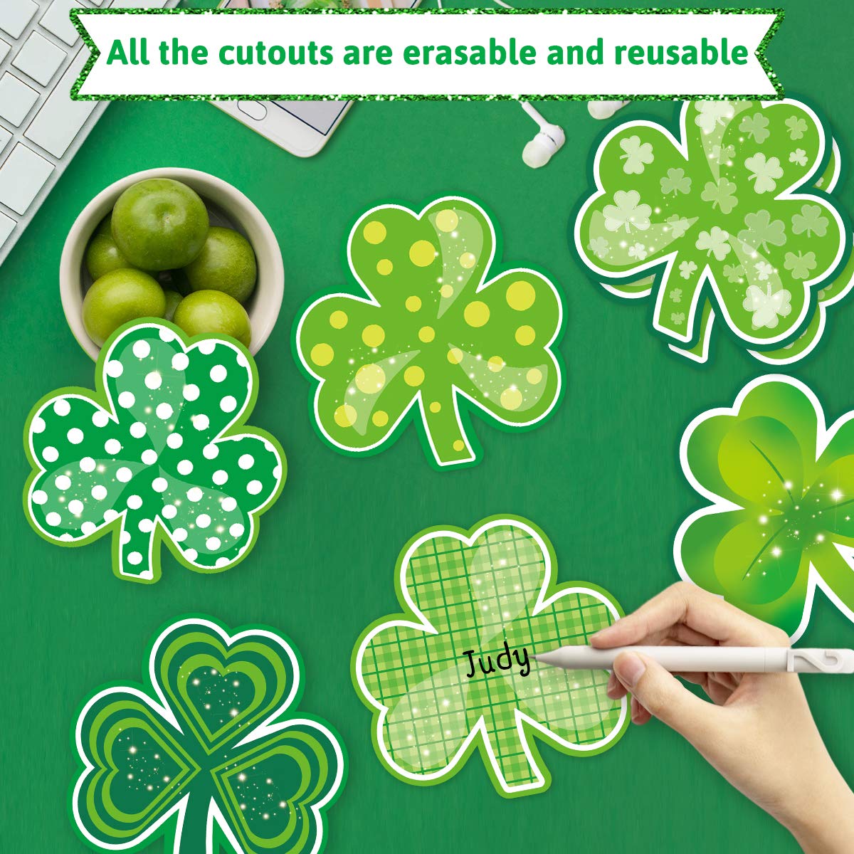 Shamrock Cutouts Clover for St. Patrick's Day Decoration 40 Pcs