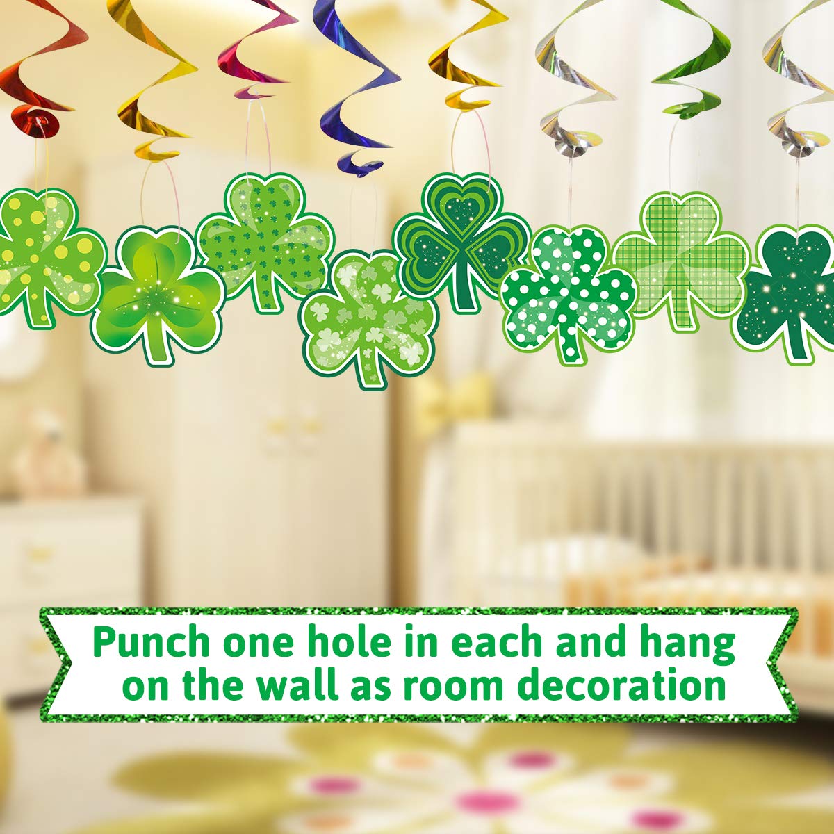 Shamrock Cutouts Clover for St. Patrick's Day Decoration 40 Pcs