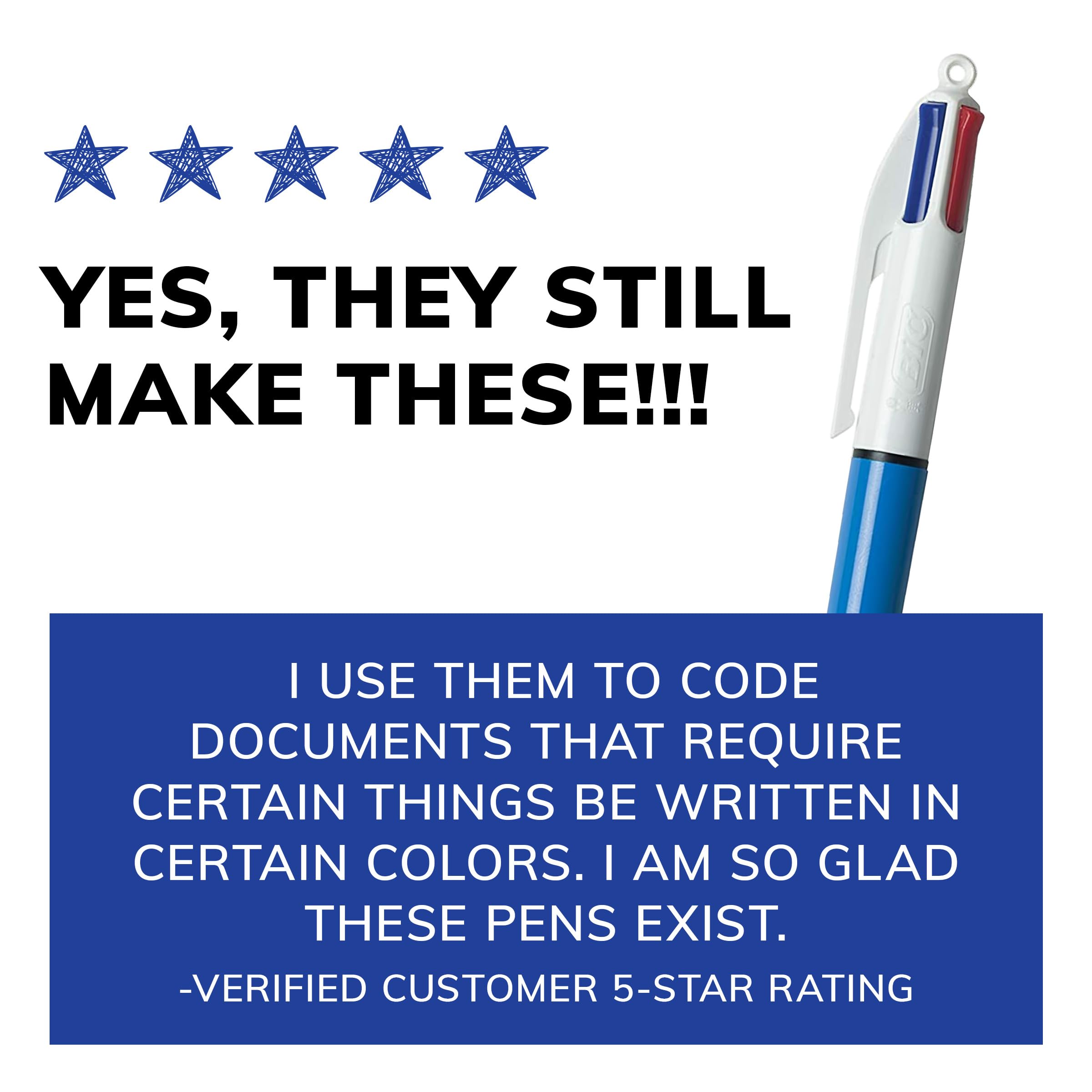 BIC 4-Color Original Retractable Ball Pens, Medium Point (1.0mm), 12-Count Pack, Retractable Ball Pen With Long-Lasting Ink