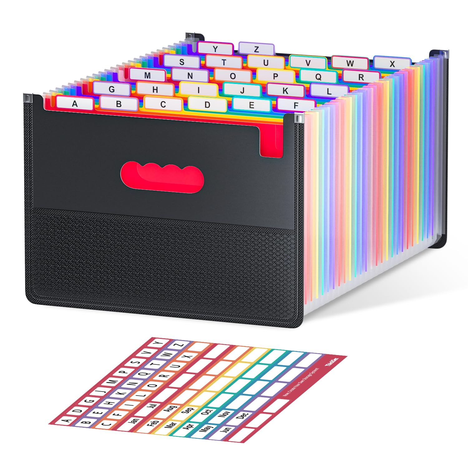 ThinkTex 26 Pockets Expanding File Folder, Upright & Open Top, A-Z Colorful Tabs, Larger Capacity Accordian Folder, Teacher Supplies