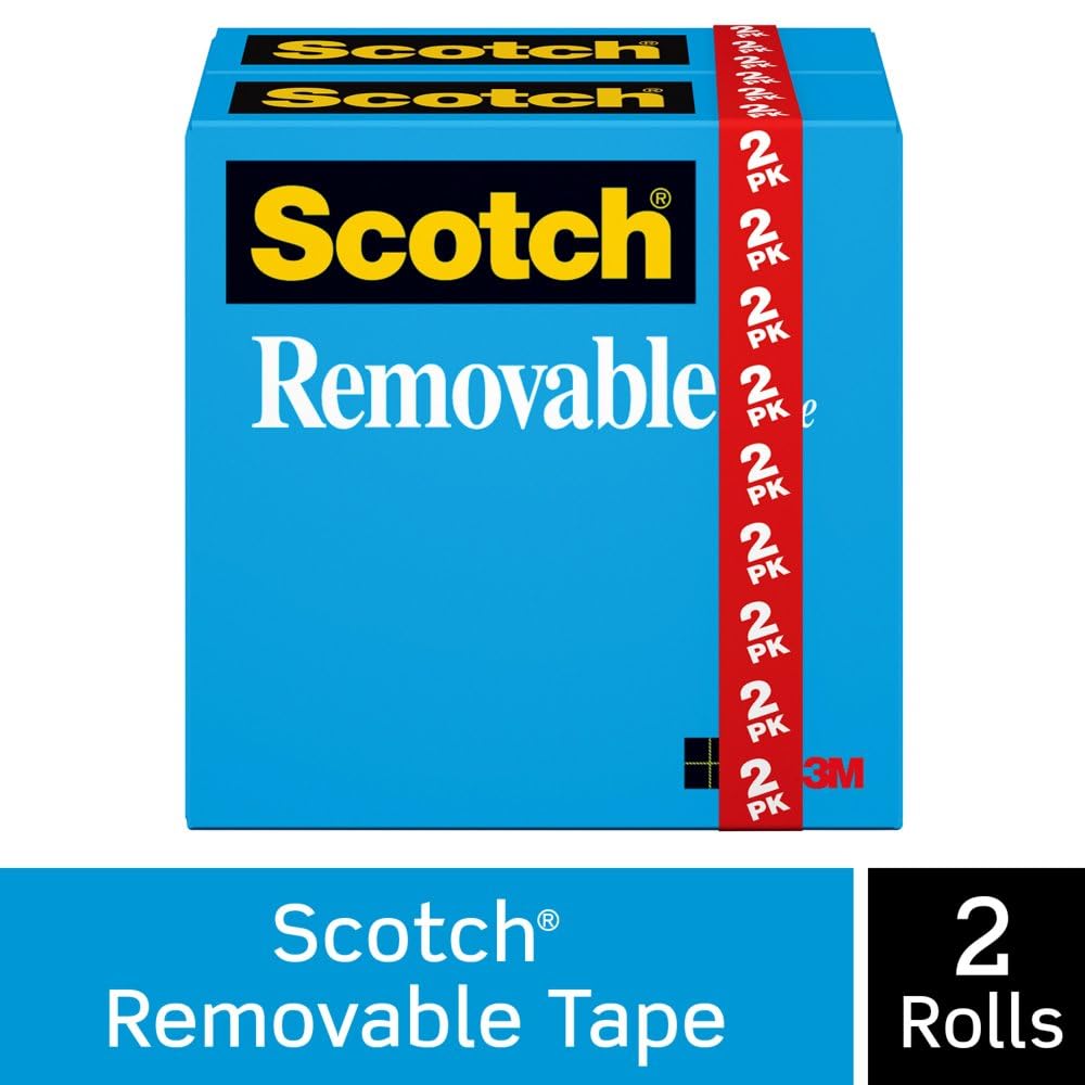 Scotch - 8112PK Removable Tape, 3/4 in x 1,296 in, 2 Boxes/Pack, Post-it Technology (811-2PK)