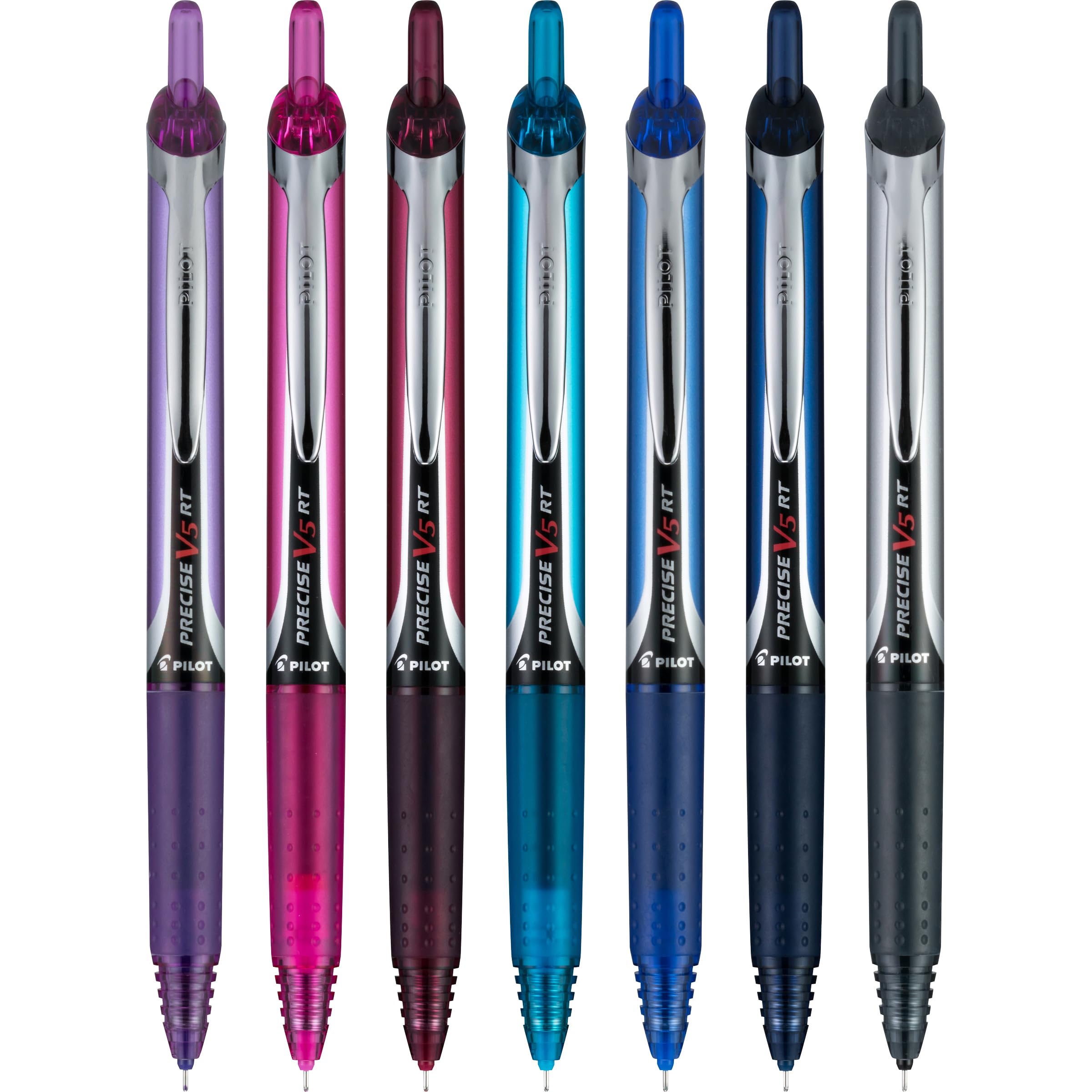 PILOT 26095 Precise V5 RT Refillable & Retractable Premium Rolling Ball Pens, Extra Fine Point (0.5mm), Assorted Colors, 7 count