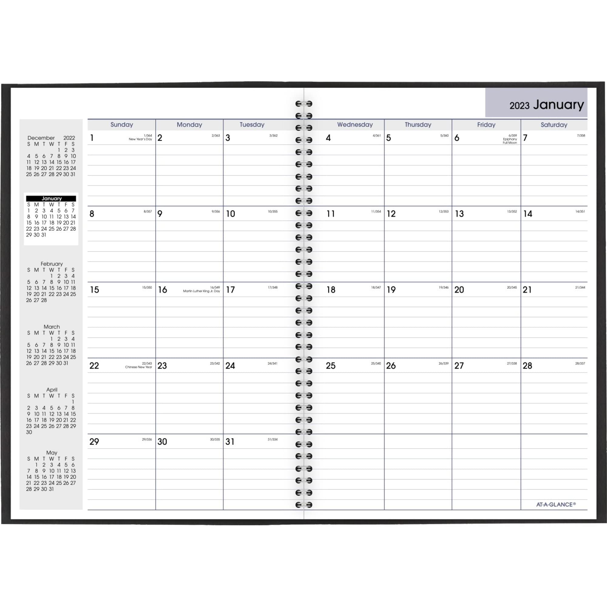 AT-A-GLANCE 2023 Monthly Planner, DayMinder, 8" x 12", Large, Faux Leather, Black (SK200)