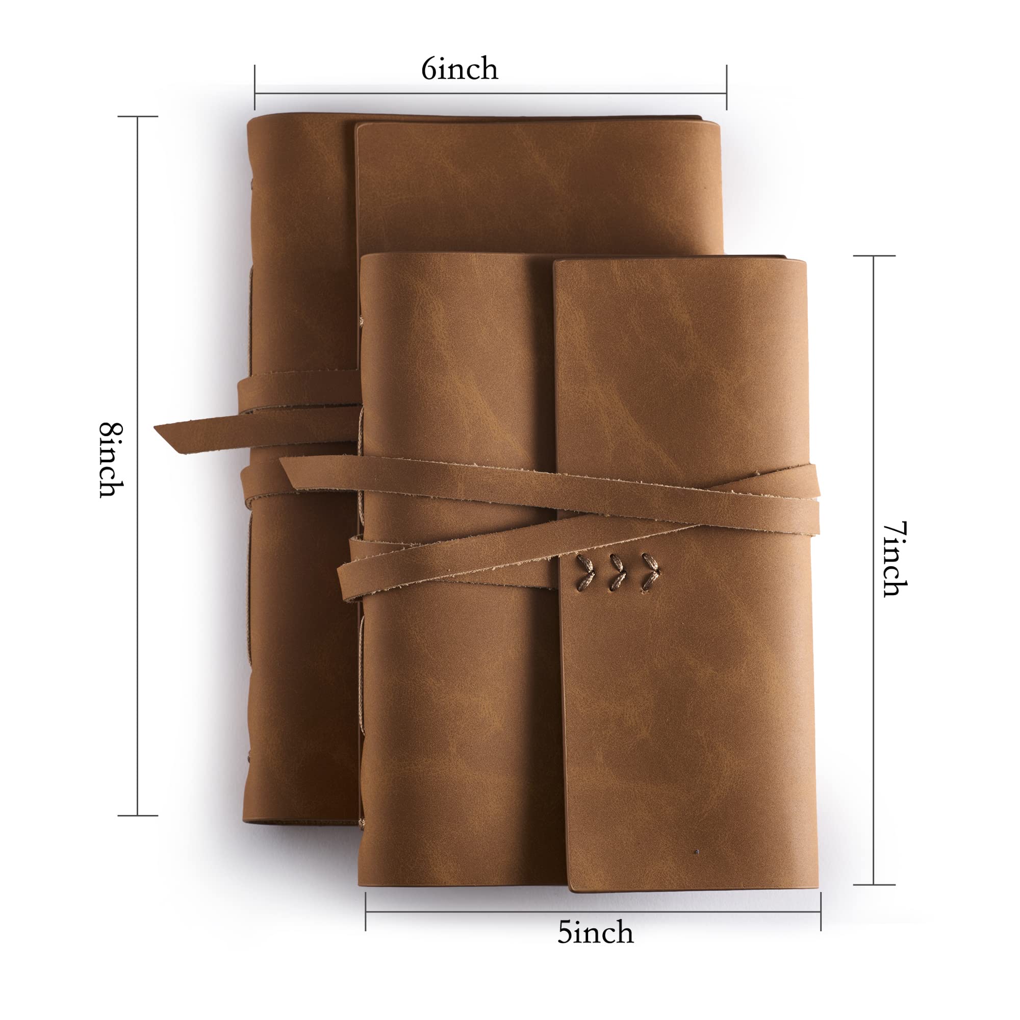 MAYBELL Leather Journal for Writing 5"x 7", Genuine Leather Bound Journal for Men Women, 200 Lined Pages Leather Notebook for Traveling (Brown)