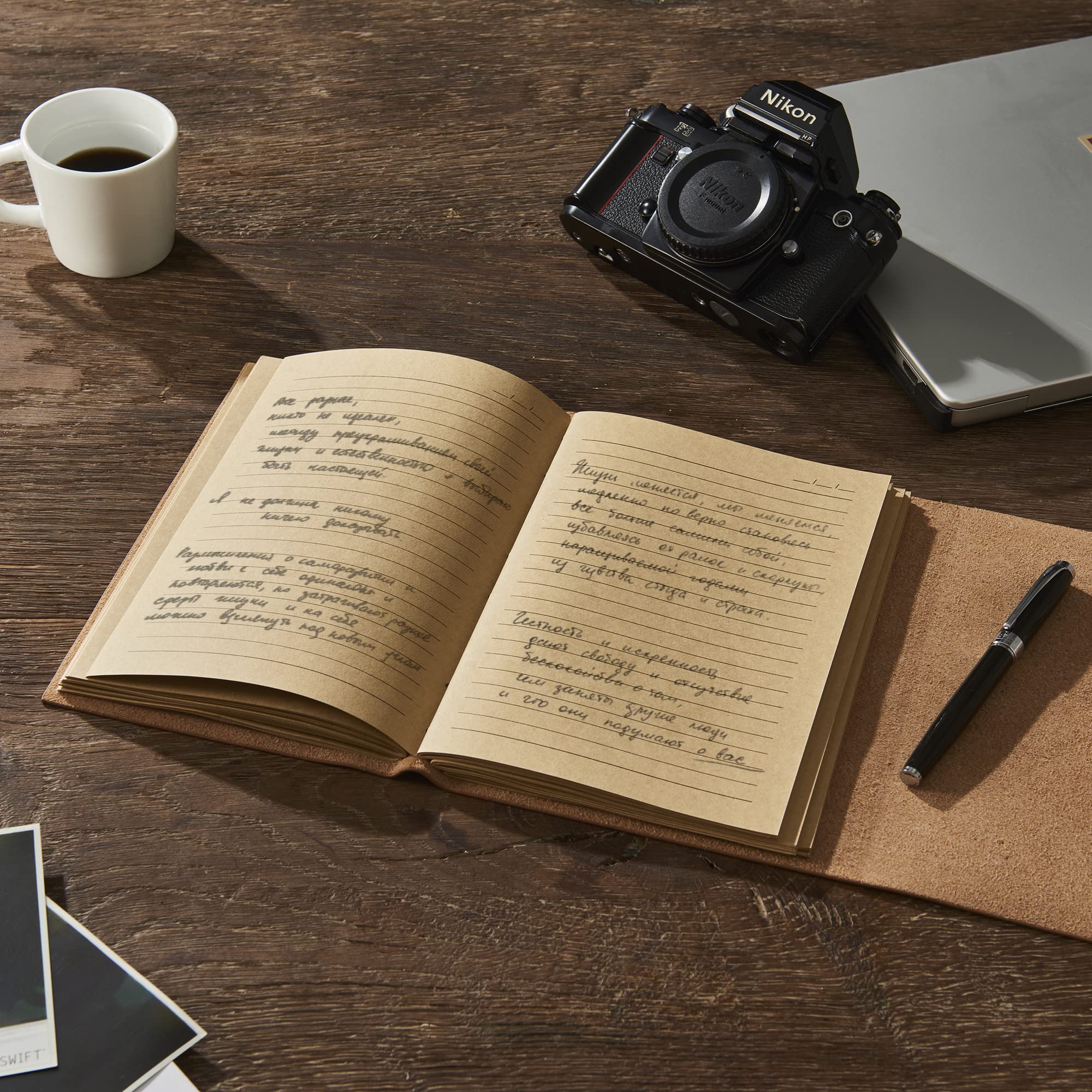 MAYBELL Leather Journal for Writing 5"x 7", Genuine Leather Bound Journal for Men Women, 200 Lined Pages Leather Notebook for Traveling (Brown)