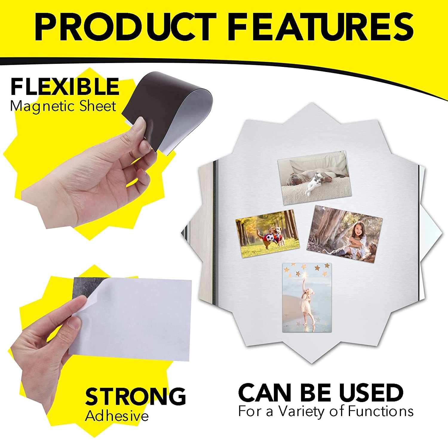 DIYMAG Magnetic Adhesive Sheets, |4" x 6"|, 18 Pack,Cuttable Magnetic Sheets,Flexible Magnet Sheets with Adhesive for Crafts, Photos and Die Storage, Easy Peel and Stick