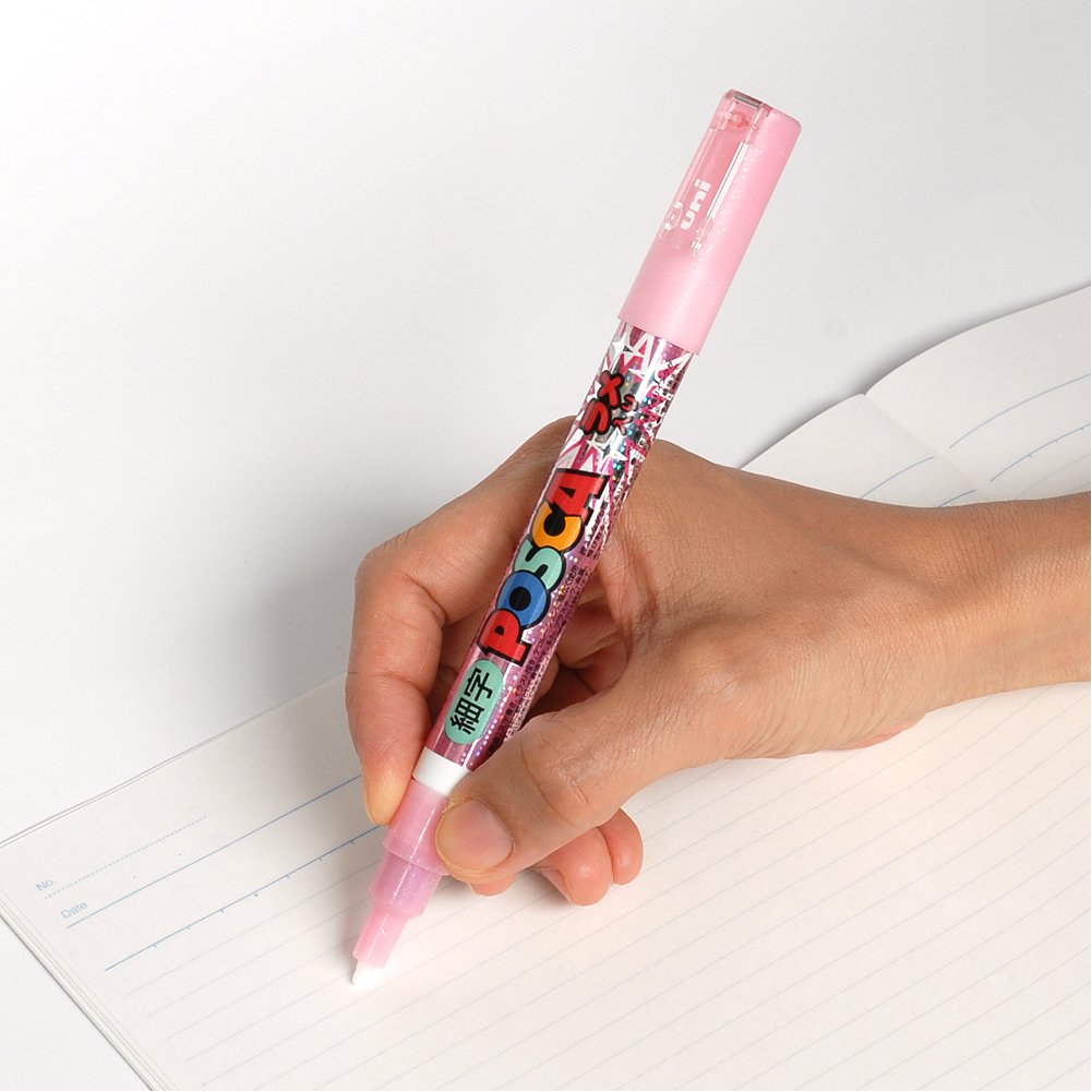 uni Posca Glitter Marker Pc-3ml 7C, Fine Point, 7 Colors Set