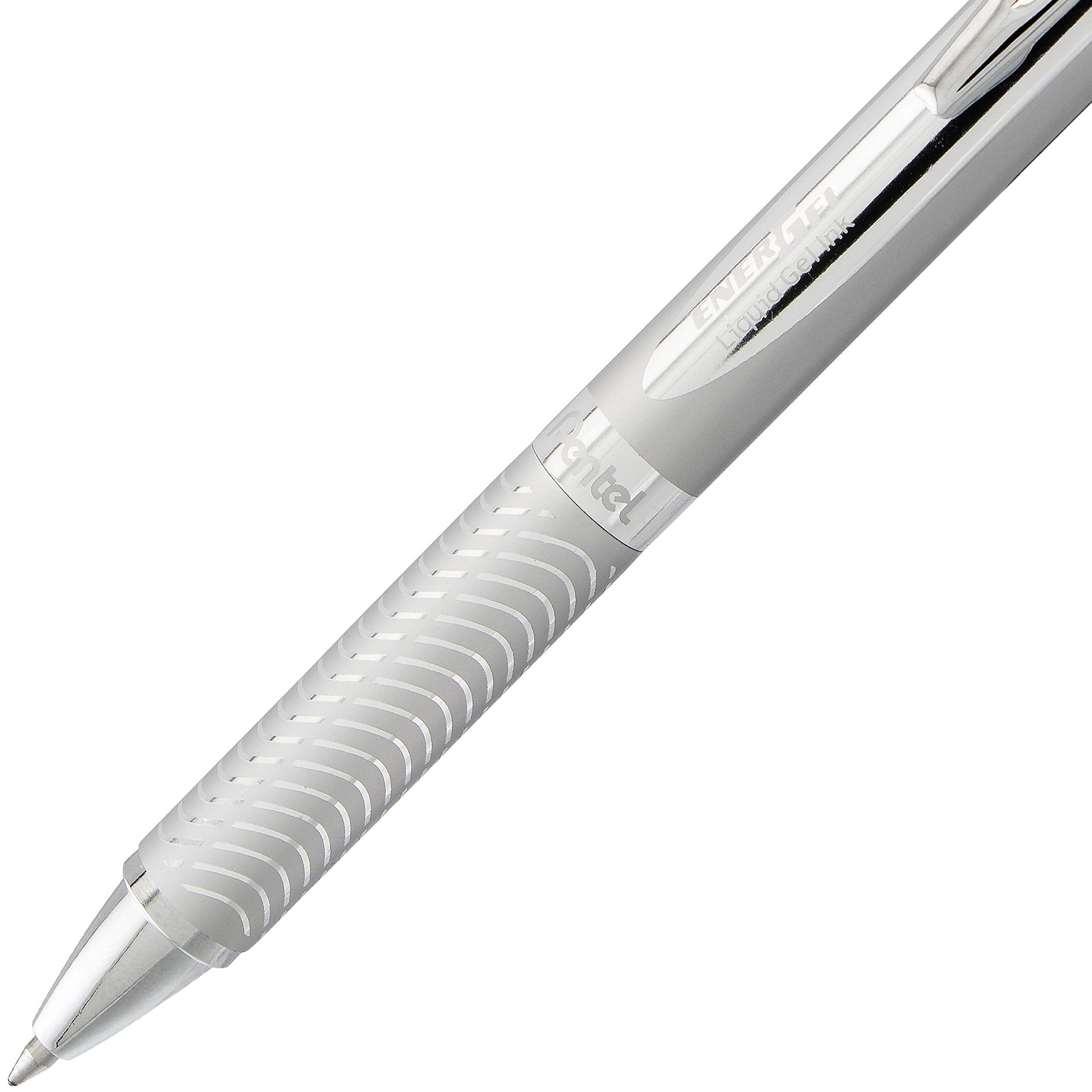 Pentel EnerGel Alloy RT Gel Pen, Medium Metal Tip, Silver Barrel, Black Ink, 1 Each (BL407BP)