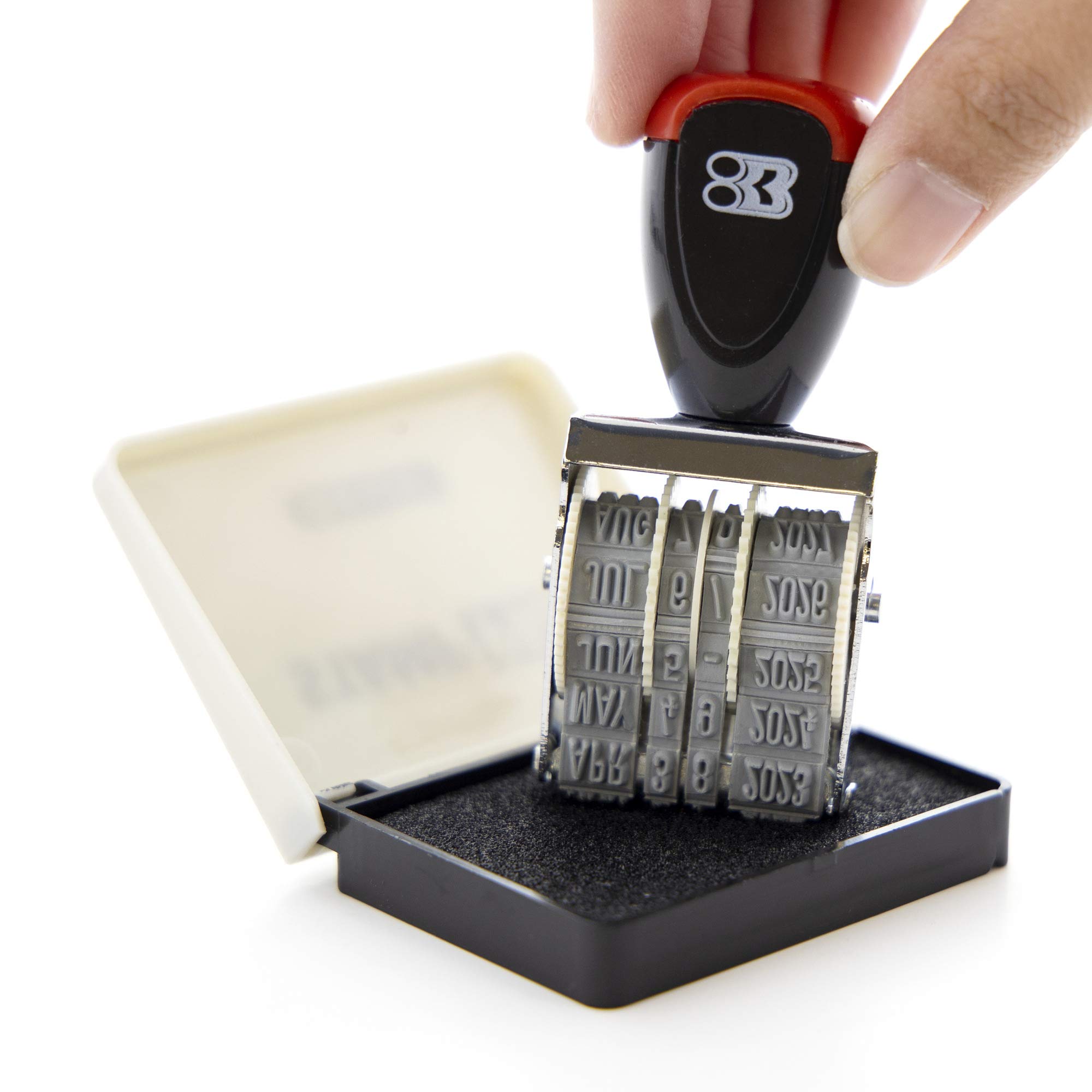 BAZIC Date Stamp and Ink Pad (Black Ink), 12 Years of Dates, Nickel-Plated Steel, Stamp Impression Size 1" x 0.15", Great for Office, Shipping, Receiving, Accounting, Expiration, Due Dates, 1-Pack
