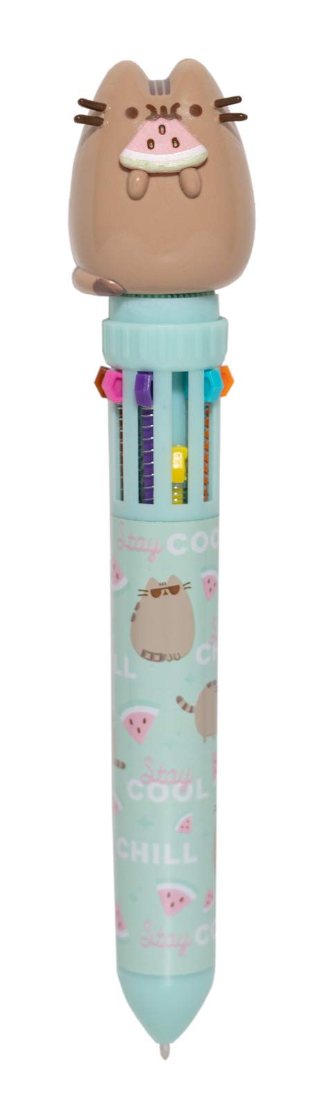 Official Pusheen Pen | 10 in 1 Ballpoint Pen With 3D Pusheen Topper | Pusheen Gift | Kawaii Pen | Multicoloured Pen | Pusheen Gift - Kawaii Stationery