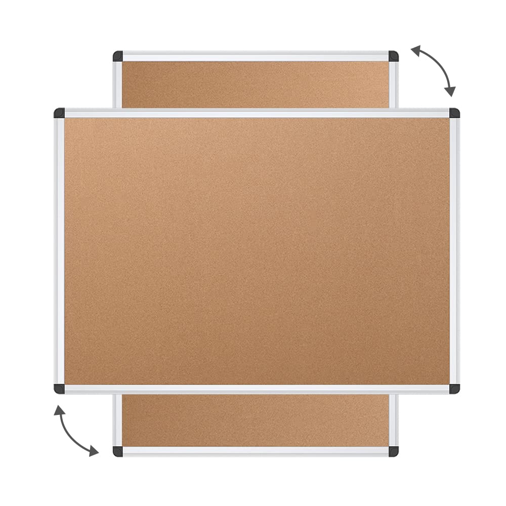 VIZ-PRO Cork Notice Board, 48 X 36 Inches, Silver Aluminium Frame