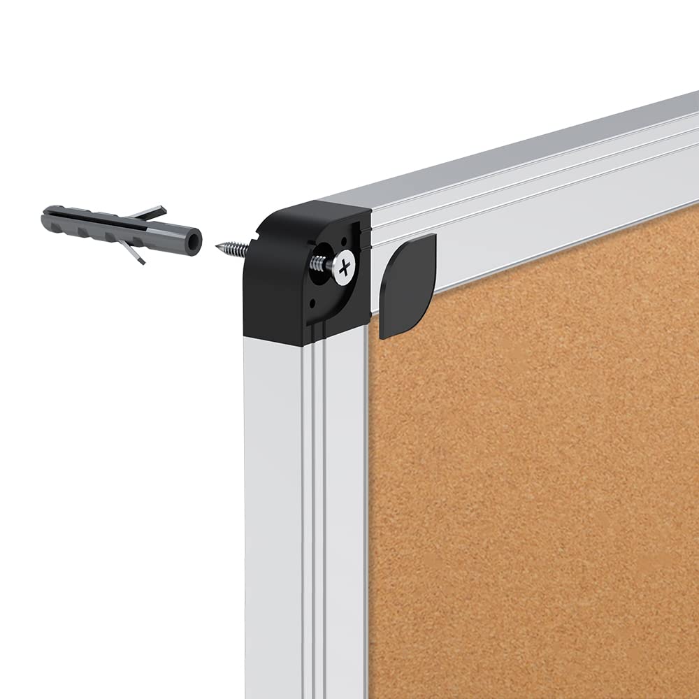 VIZ-PRO Cork Notice Board, 48 X 36 Inches, Silver Aluminium Frame