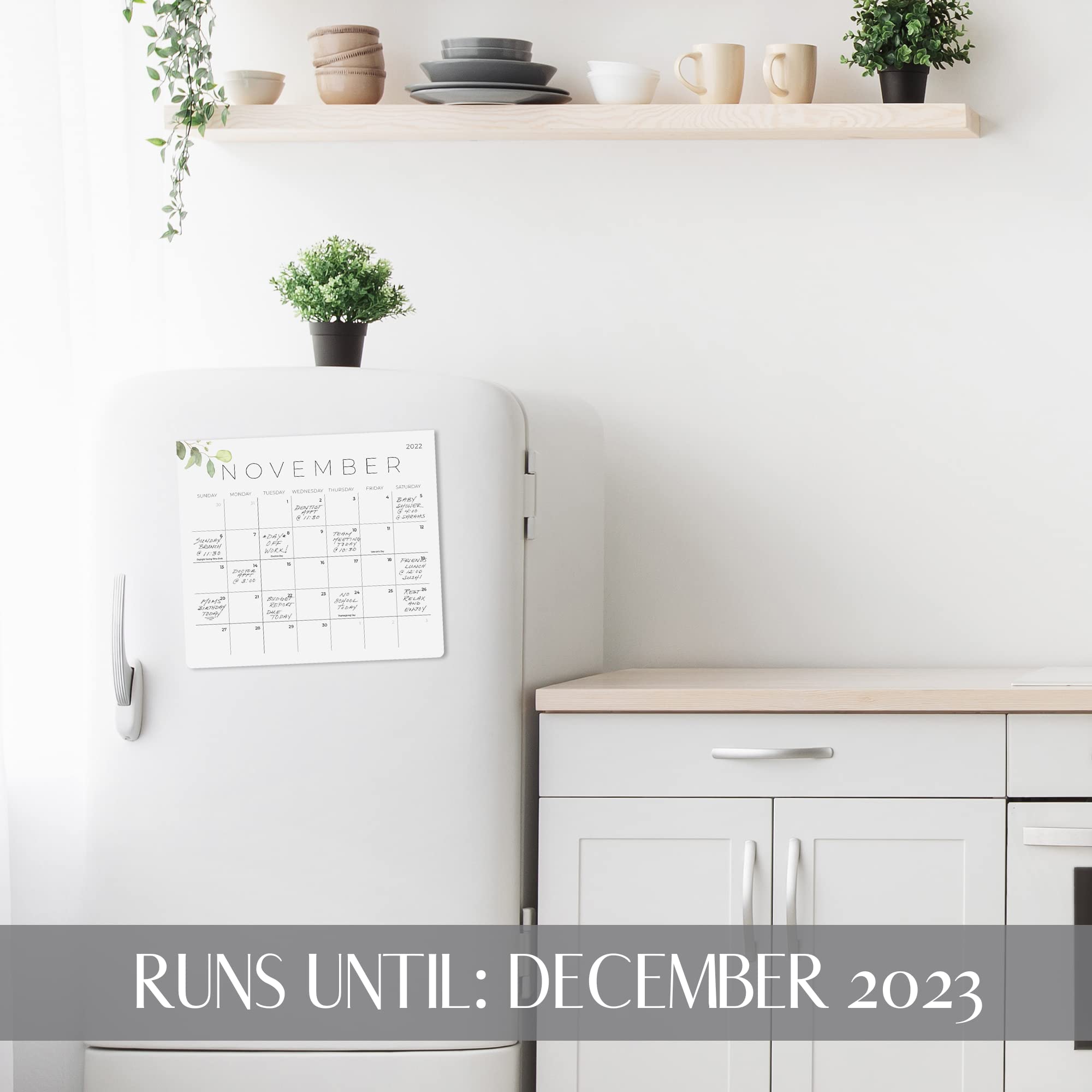 Beautiful Magnetic 2023 Fridge Calendar - Beautiful Monthly Greenery Calendar for Easy Planning - The Perfect Refrigerator Calendar To Stay on Track With Your Appointments