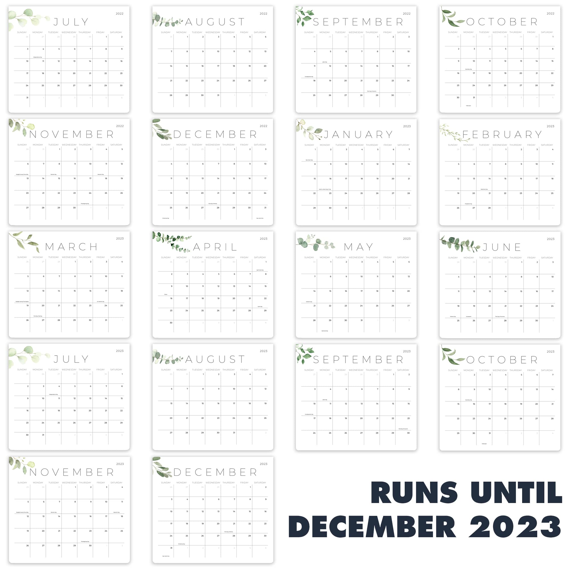 Beautiful Magnetic 2023 Fridge Calendar - Beautiful Monthly Greenery Calendar for Easy Planning - The Perfect Refrigerator Calendar To Stay on Track With Your Appointments