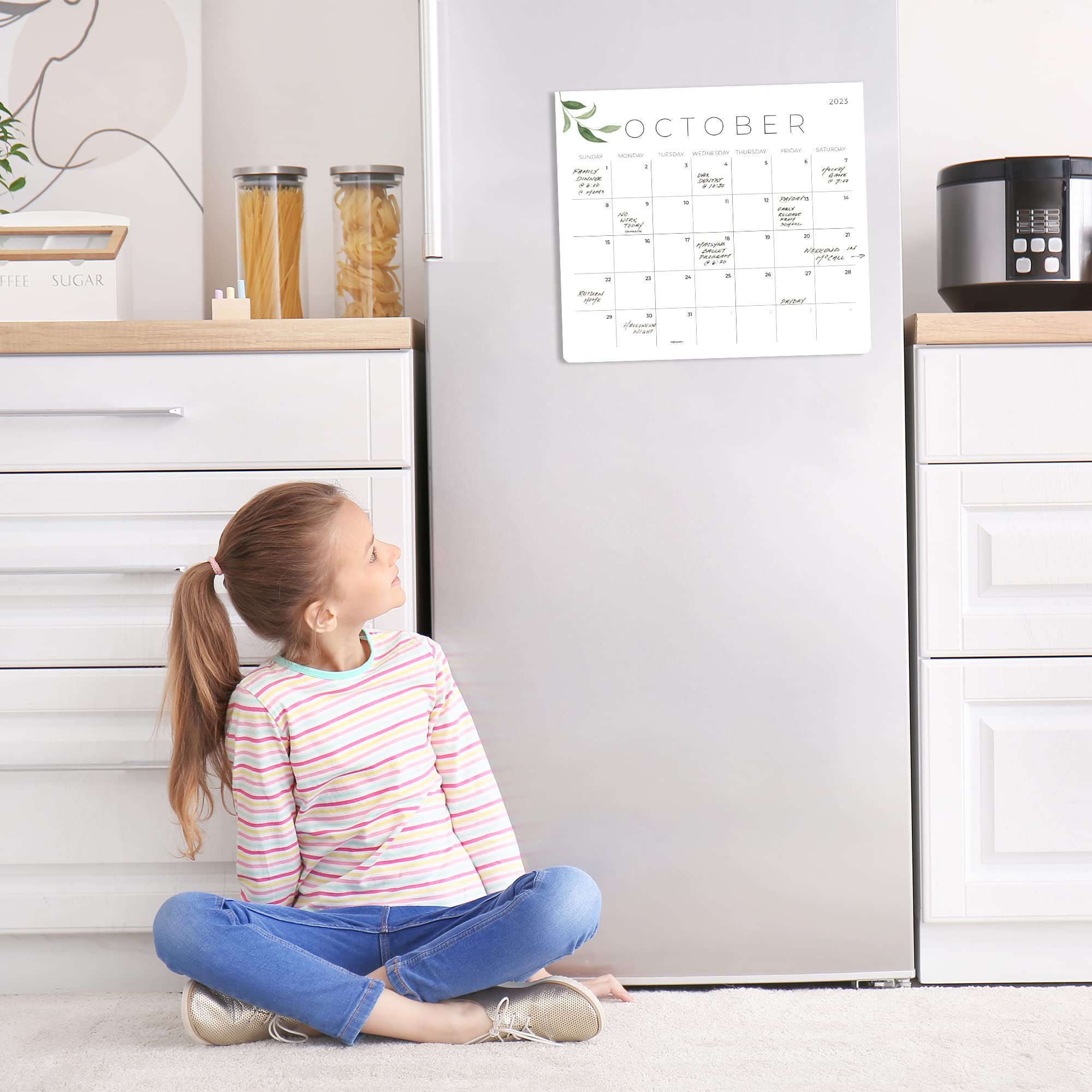 Beautiful Magnetic 2023 Fridge Calendar - Beautiful Monthly Greenery Calendar for Easy Planning - The Perfect Refrigerator Calendar To Stay on Track With Your Appointments
