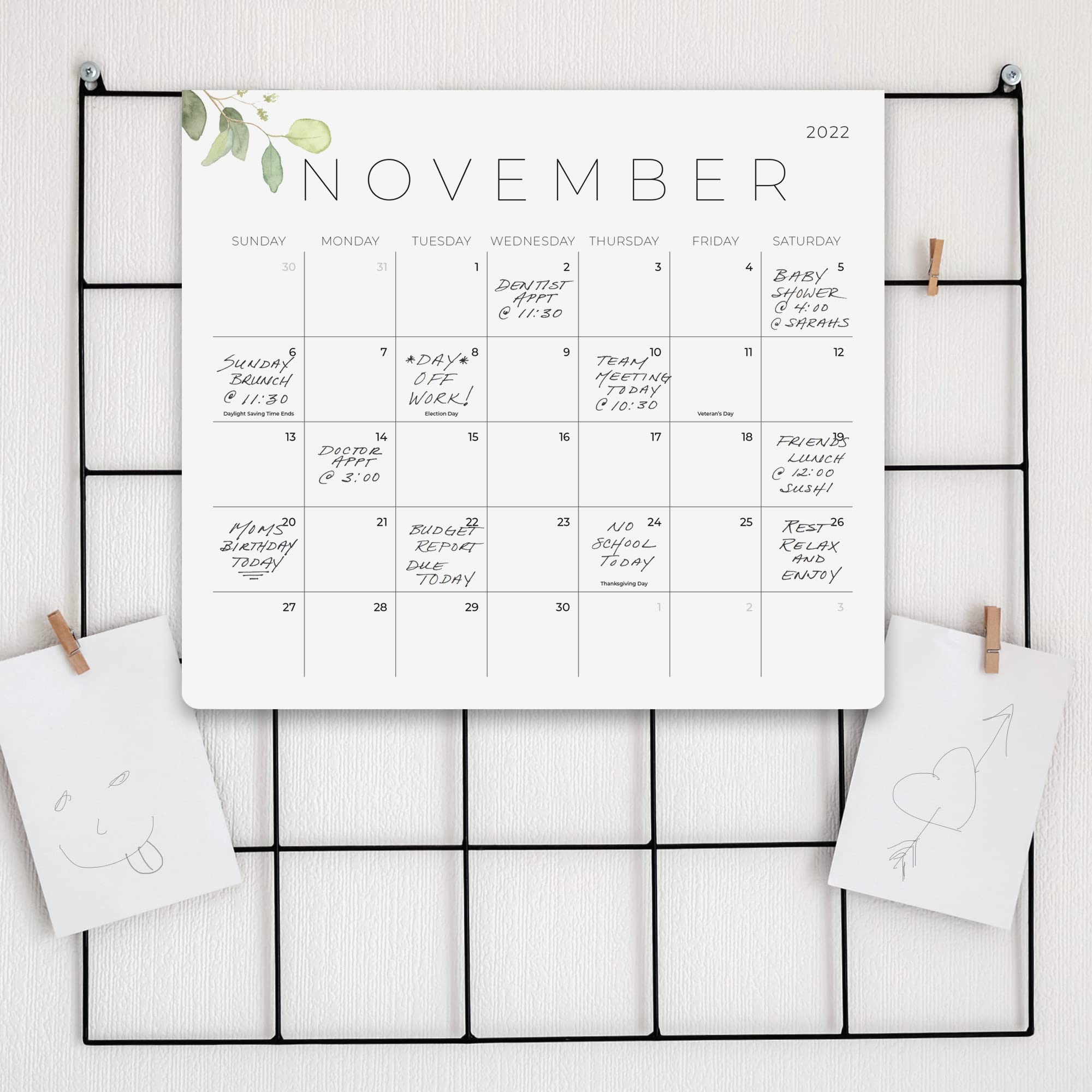 Beautiful Magnetic 2023 Fridge Calendar - Beautiful Monthly Greenery Calendar for Easy Planning - The Perfect Refrigerator Calendar To Stay on Track With Your Appointments