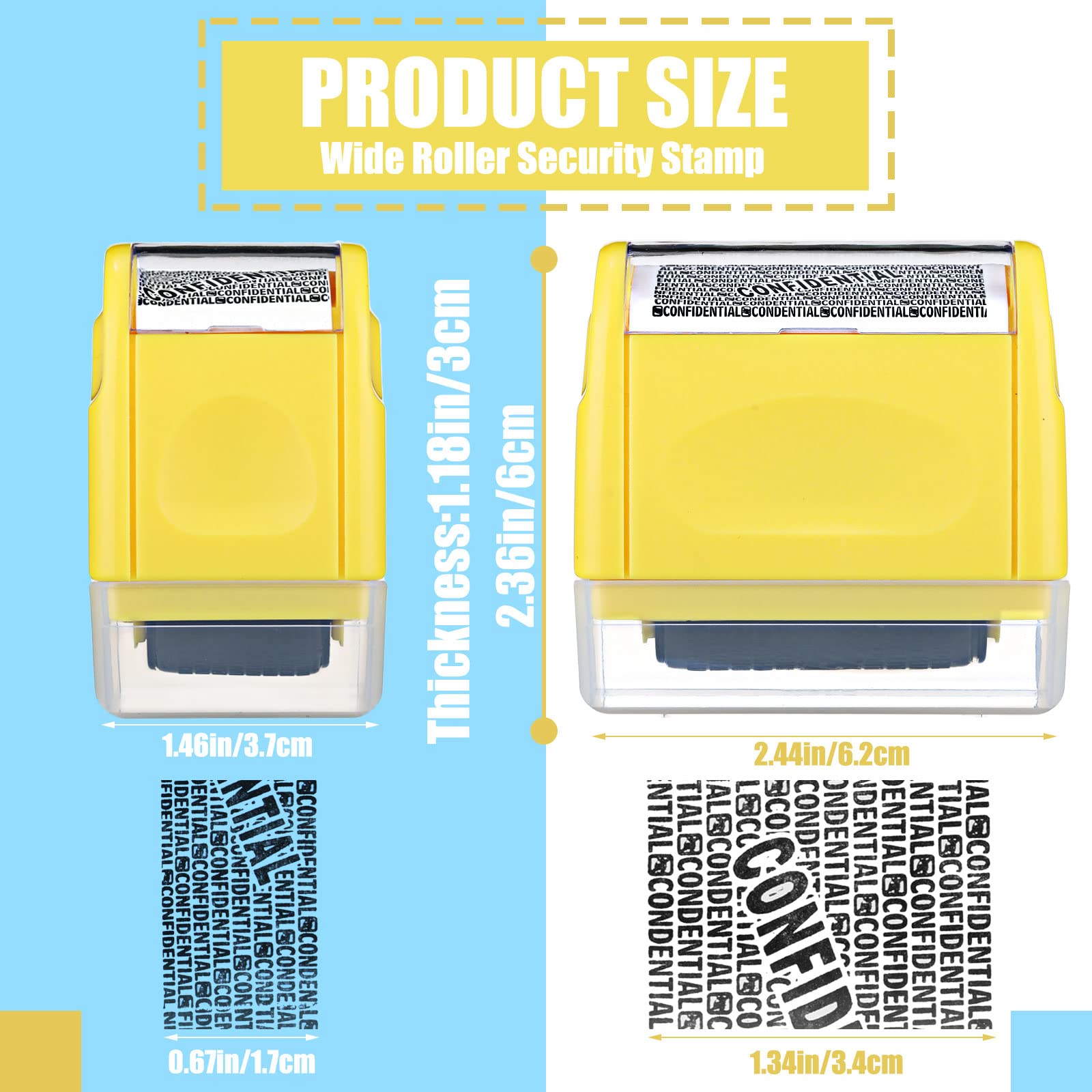 2 Pack Identity Theft Protection Roller Stamp Set Yellow Confidential Roller Stamp Privacy Stamp Information Blocker Stamp and 4 Pack Refill Ink for ID Account Address Privacy Information Security
