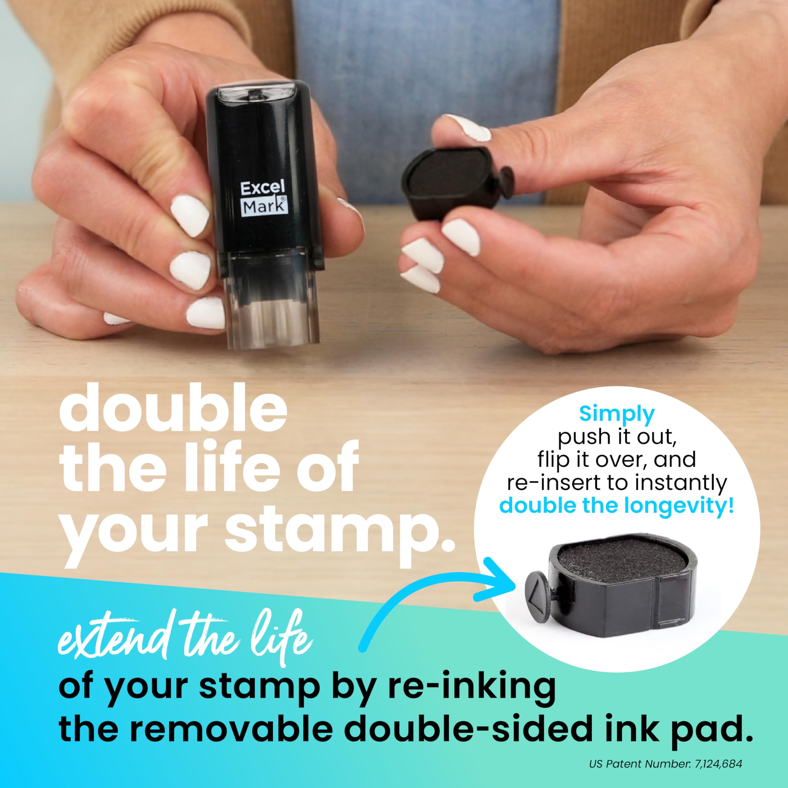 Smiley FACE - ExcelMark Self-Inking Round Teacher Stamp - Purple Ink