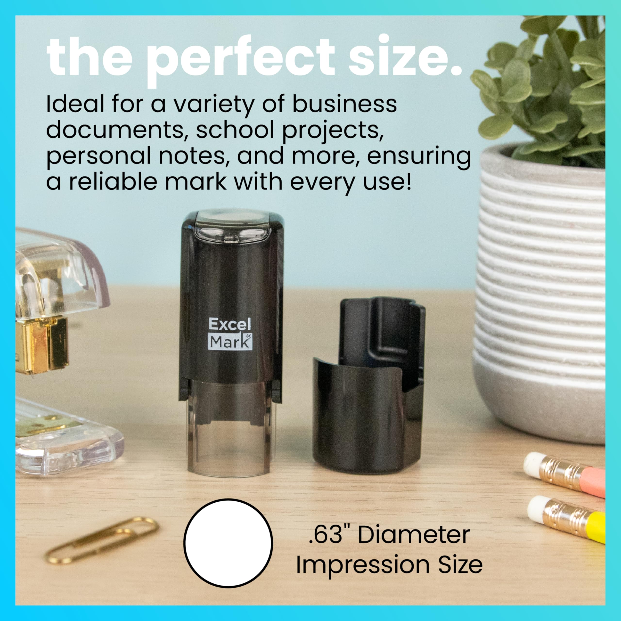 Smiley FACE - ExcelMark Self-Inking Round Teacher Stamp - Purple Ink