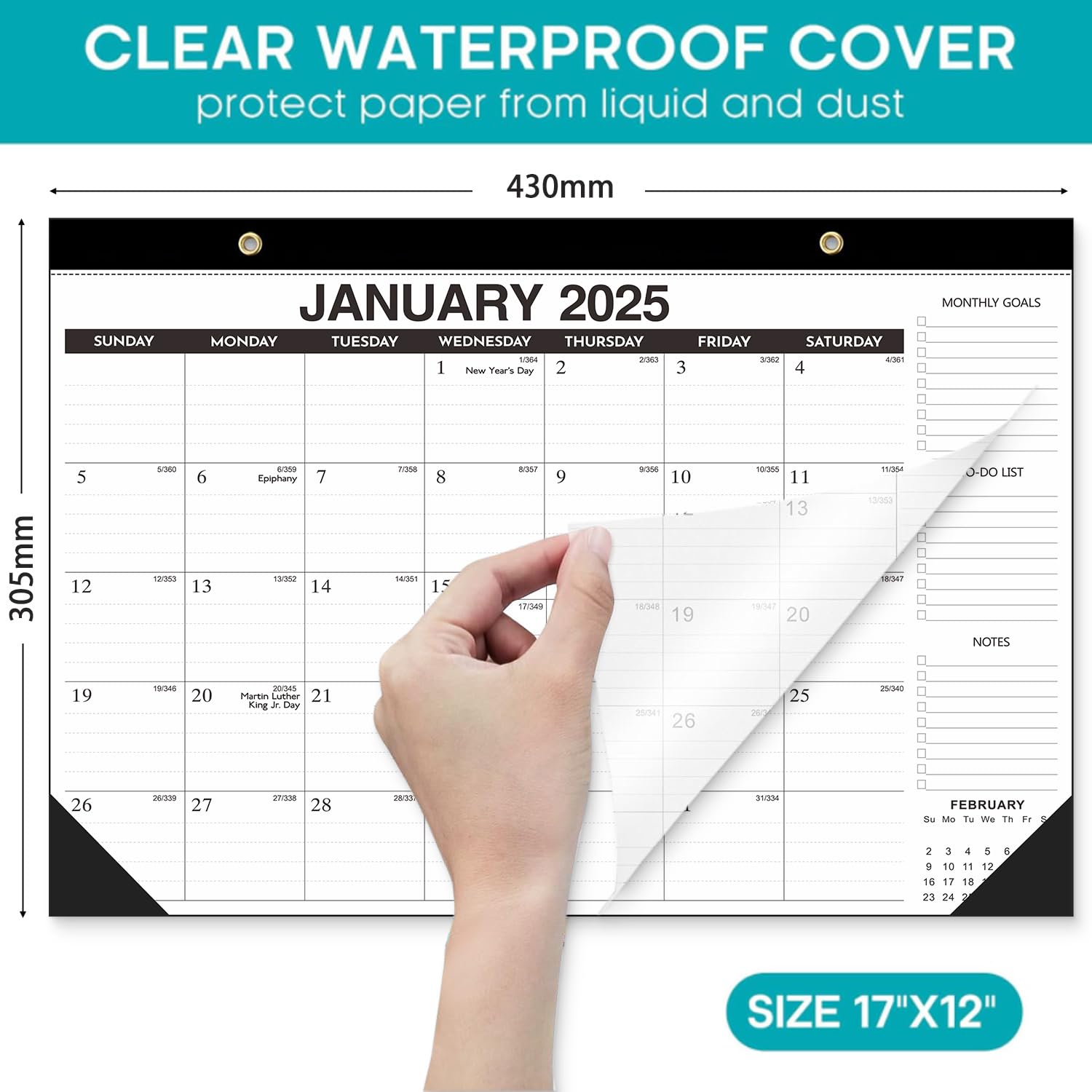 2023-2024 Desk Calendar, 18 Month Desk Calendar/Wall Calendar Combo, 17" x 12", January 2023-June 2024, Highlight Holidays, Planning Calendar, Thick Paper