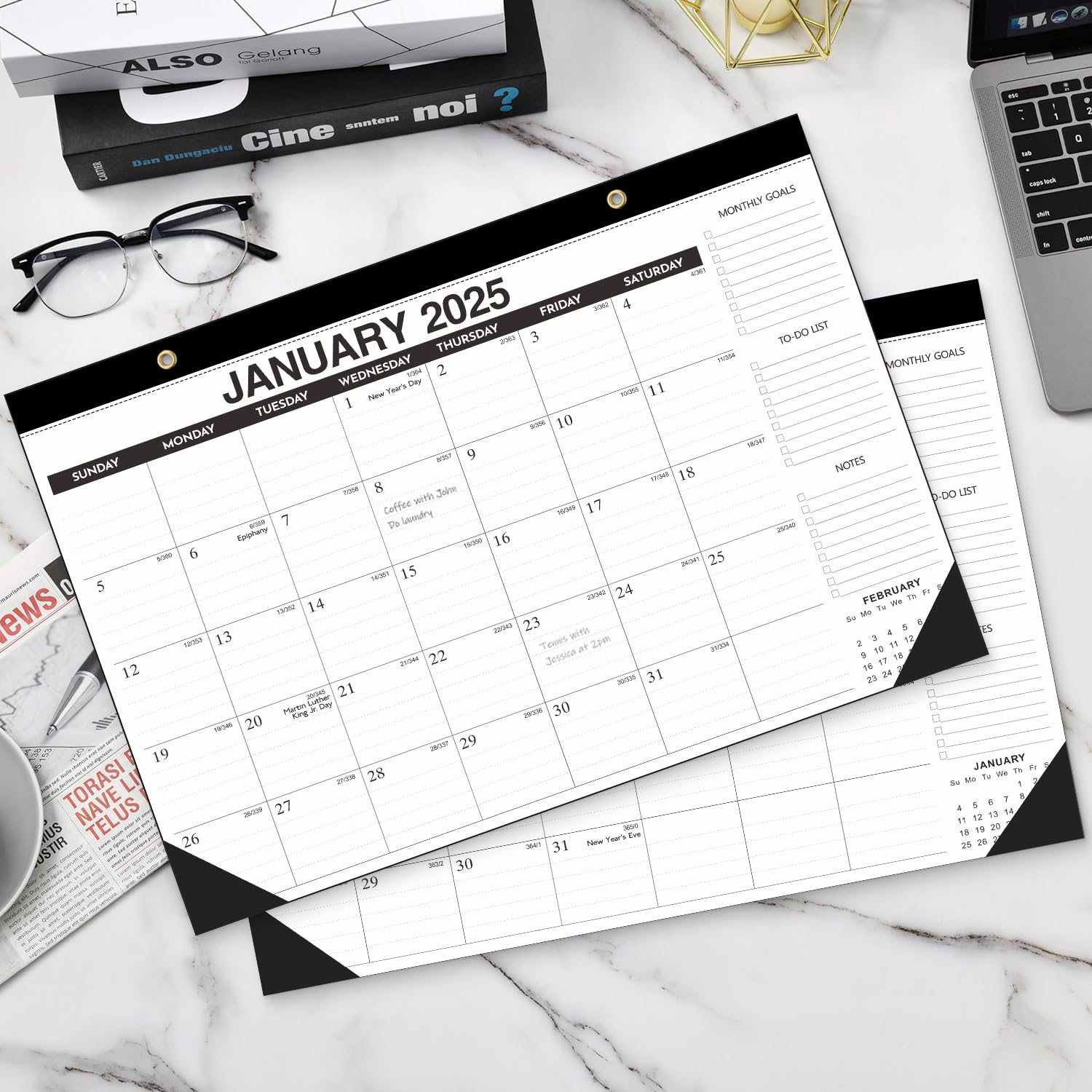 2023-2024 Desk Calendar, 18 Month Desk Calendar/Wall Calendar Combo, 17" x 12", January 2023-June 2024, Highlight Holidays, Planning Calendar, Thick Paper