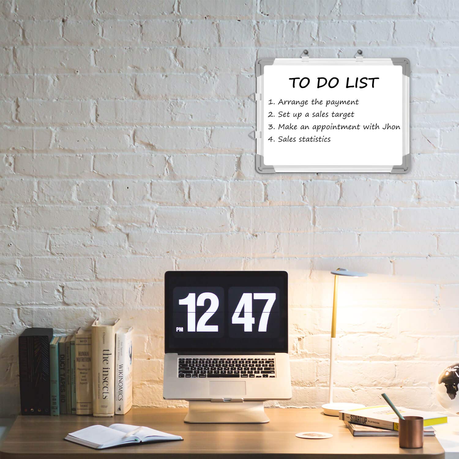 Small Dry Erase White Board – 12" x 16" Magnetic Hanging Whiteboard for Wall Portable Mini Double Sided Easel Hold in Hand for Kids Drawing, Kitchen Grocery List, Memo Board.